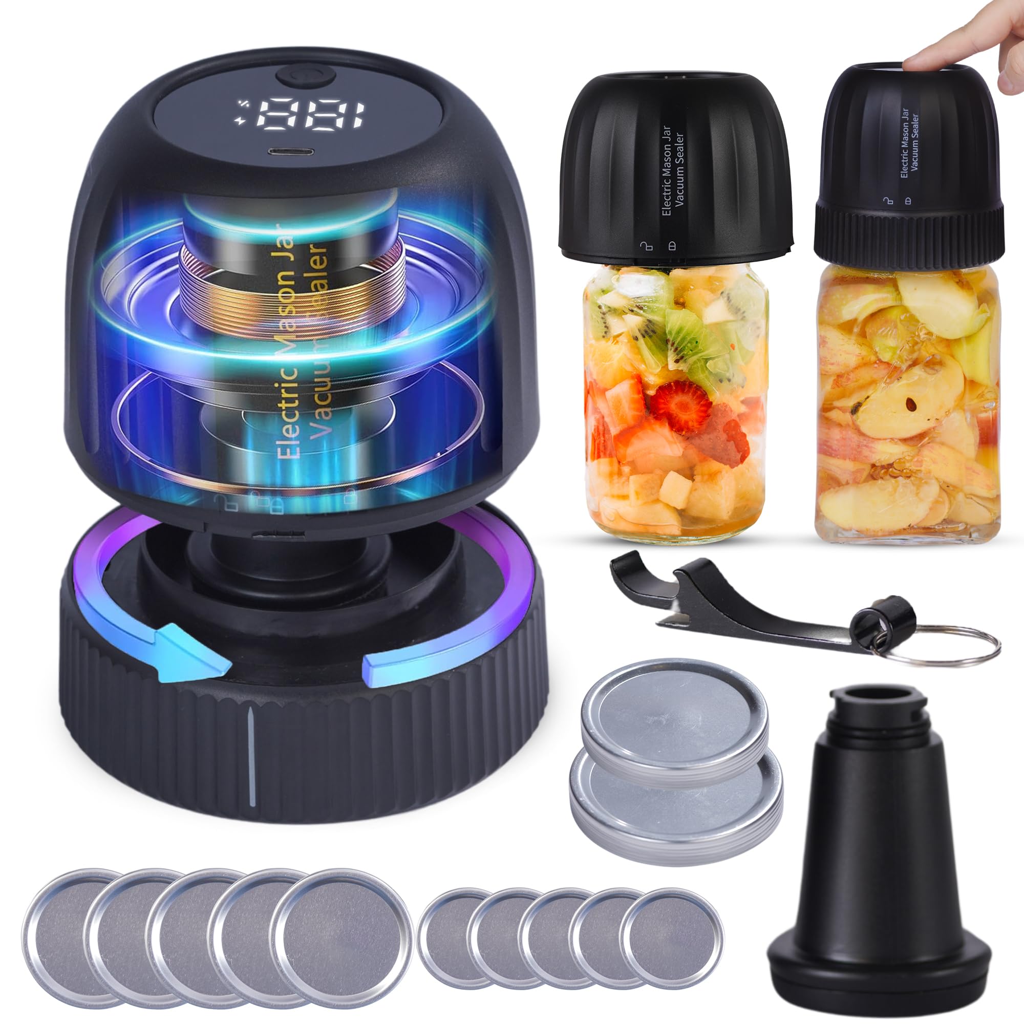 Amazon.com: Electric Mason Jar Vacuum Sealer Kit, 3-in-1 Strong Suction ...