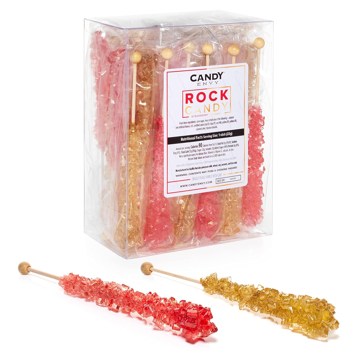 Amazon.com : Gold & Red Rock Candy Crystal Sticks - 24 Count : Grocery ...