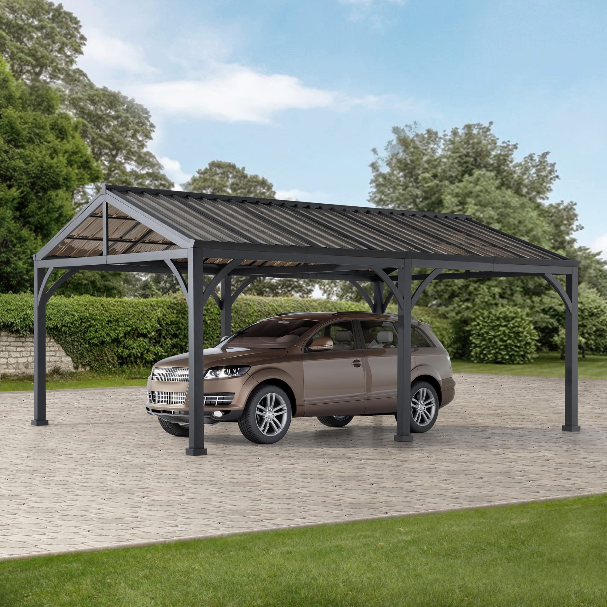 Buy AutoCove Newville 20 ft. x 14 ft. Heavy Duty Outdoor Carport with ...