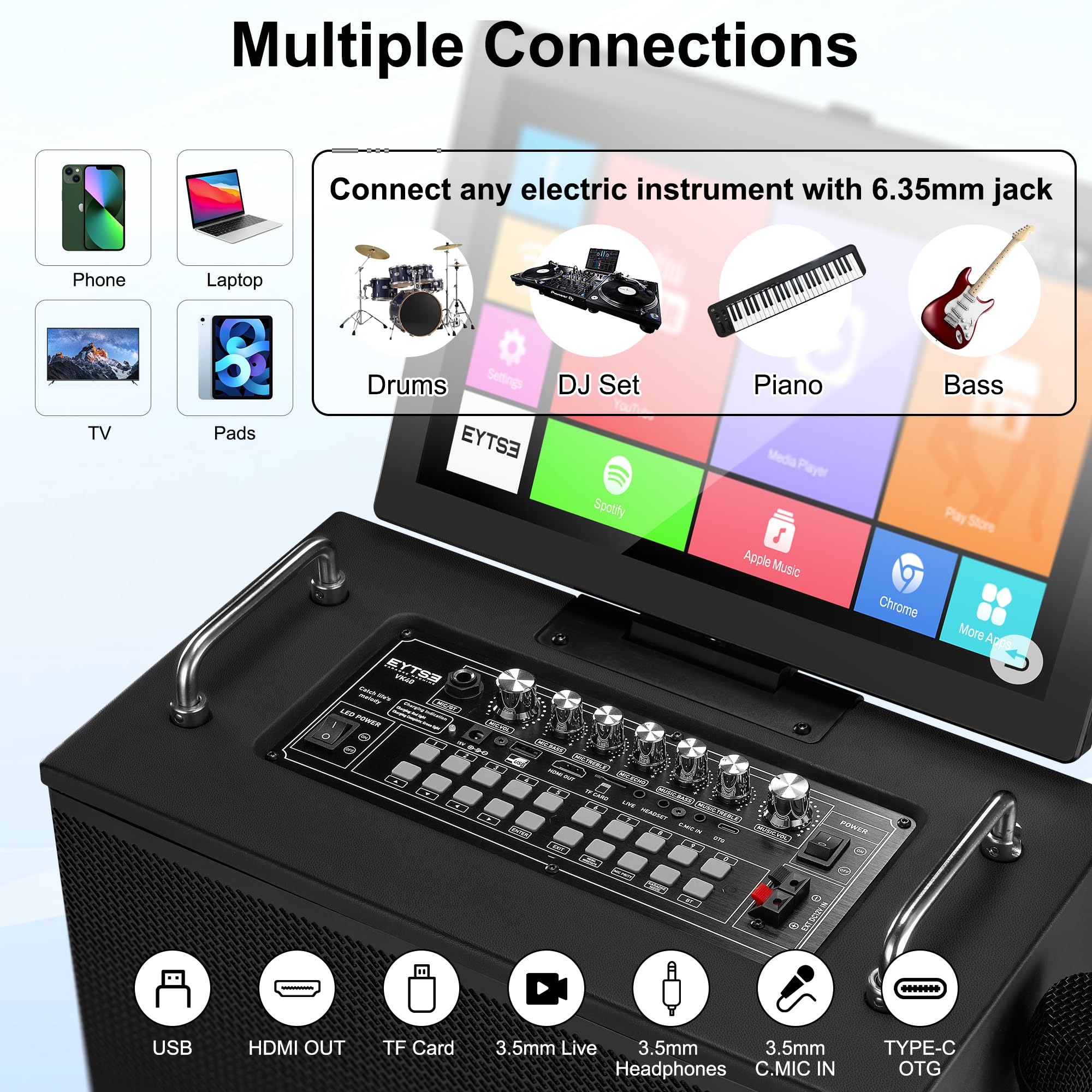 Jbl Speaker Bluetooth Karaoke Machine With Microphone, Portable ...