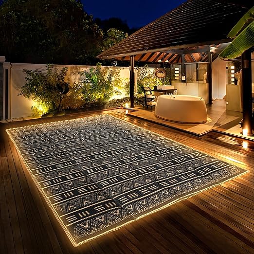 Amazon.com: Outdoor Rugs with Led Strip Lights for Patio Decor 5x8ft ...
