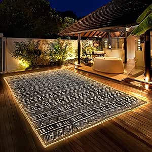 Amazon.com: Outdoor Rugs with Led Strip Lights for Patio Decor 5x8ft ...