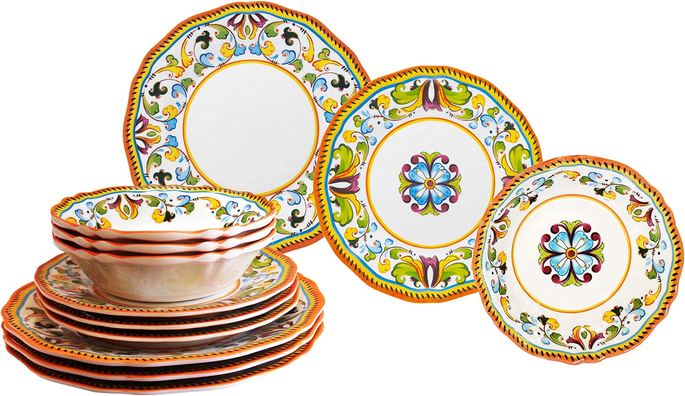 Amazon.com | Le Cadeaux 12 Piece Luxury Melamine Dinnerware Set ...