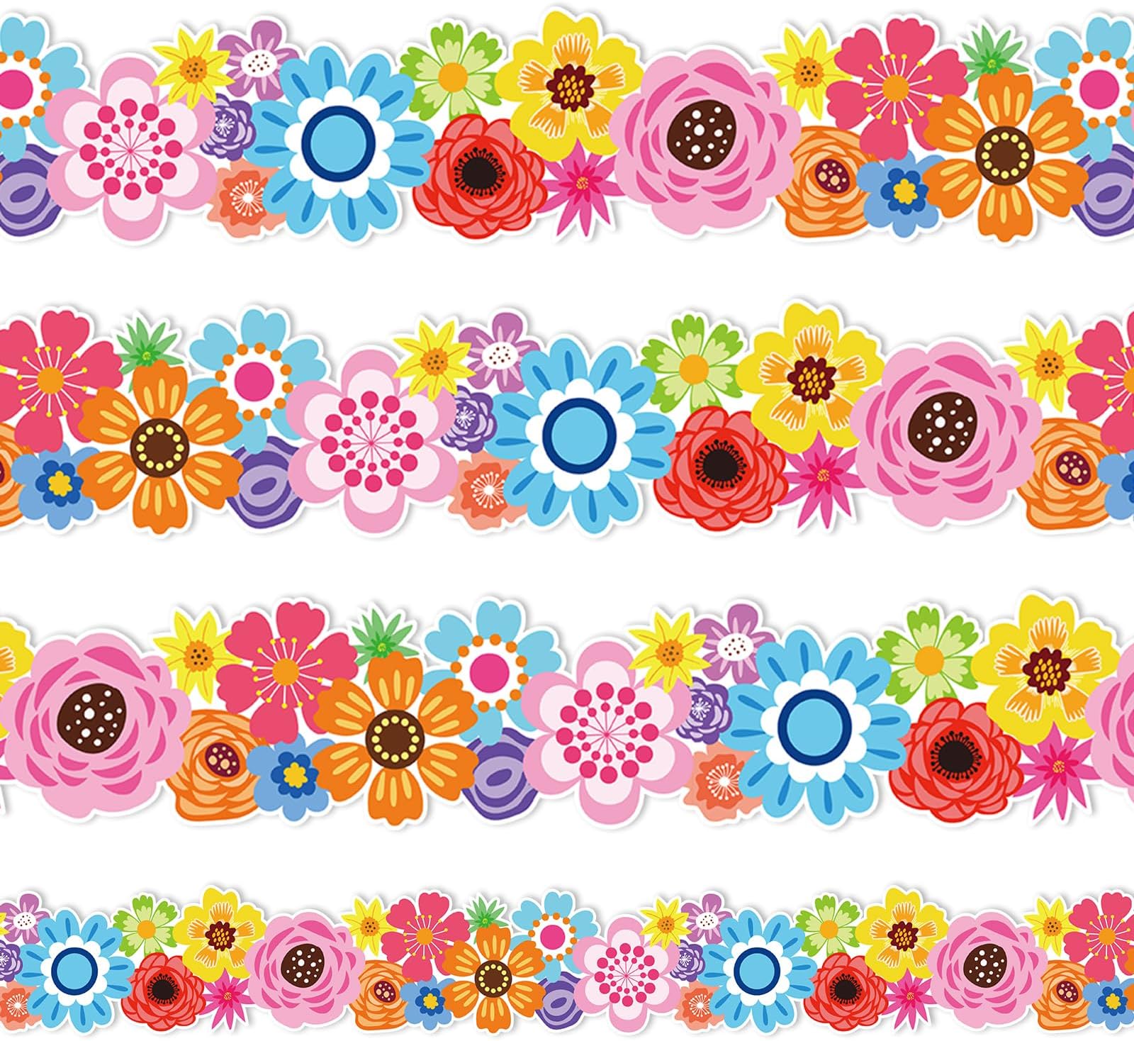 Amazon.com: 60 Pieces Spring Bulletin Board Borders Flowers Board ...