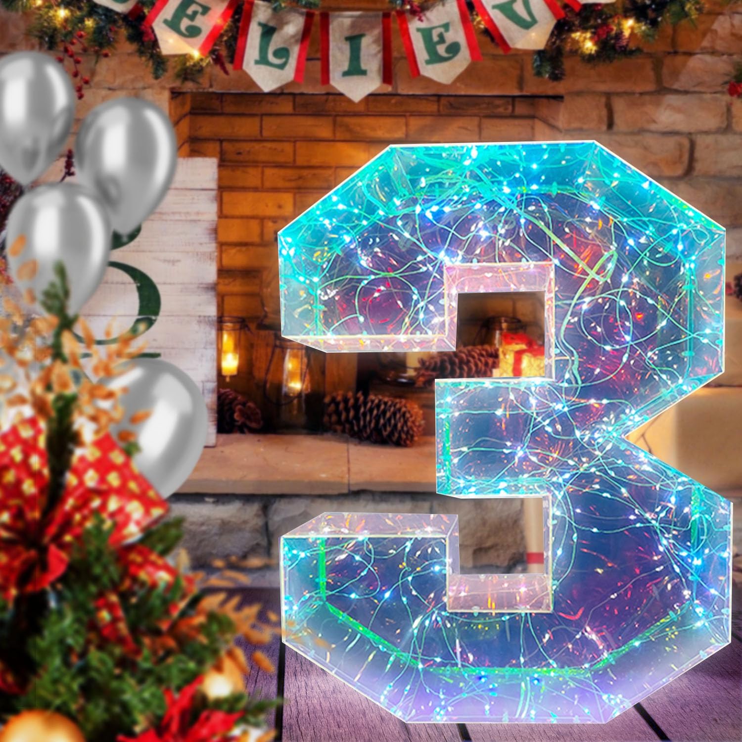 STROLITE Light Up Numbers 3, Marquee Numbers Sign Light 3, Cool White ...
