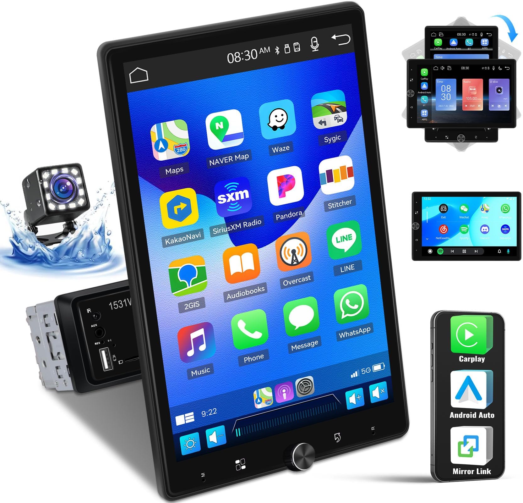 Amazon.com: SIXTOP Single Din Car Stereo 10.4 inch Touchscreen 180 ...