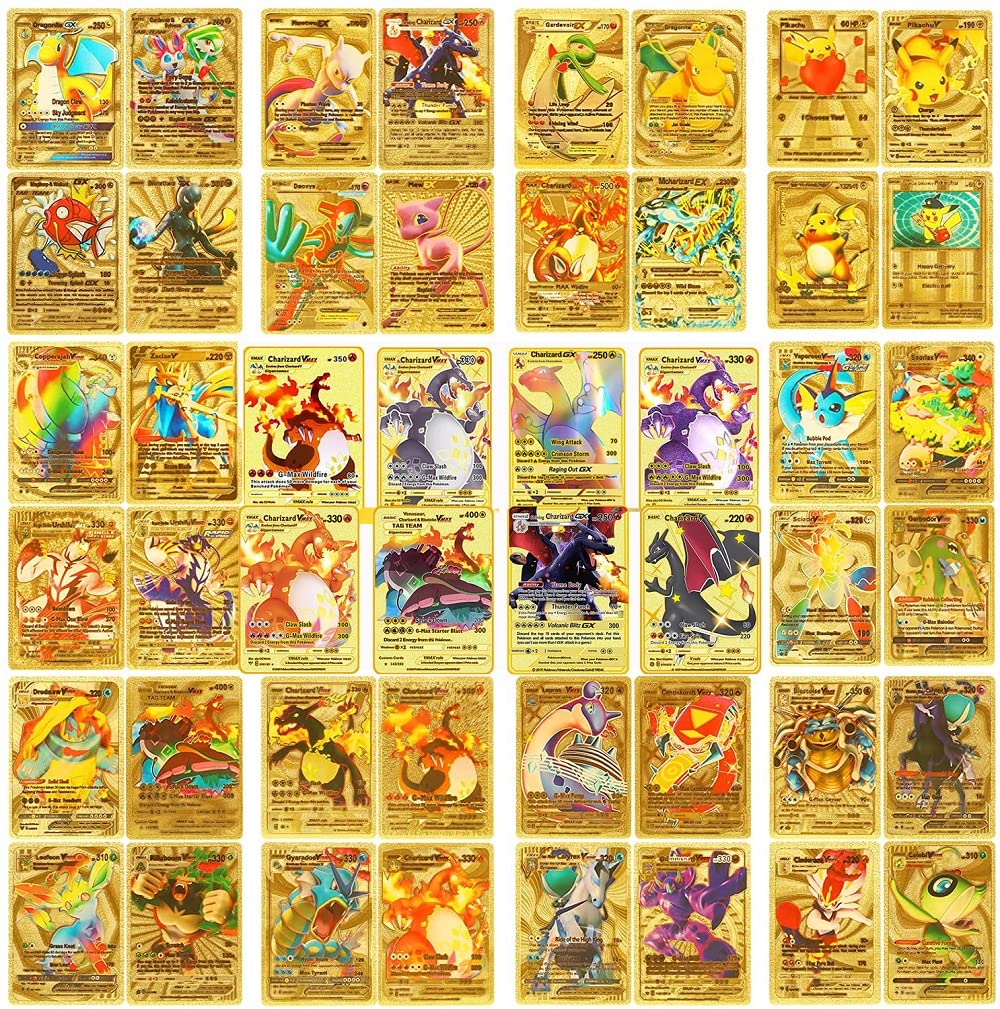 Buy 55Pcs TCG Deck Box Gold Foil Card Assorted Cards - (22 Vmax Rares 8 ...