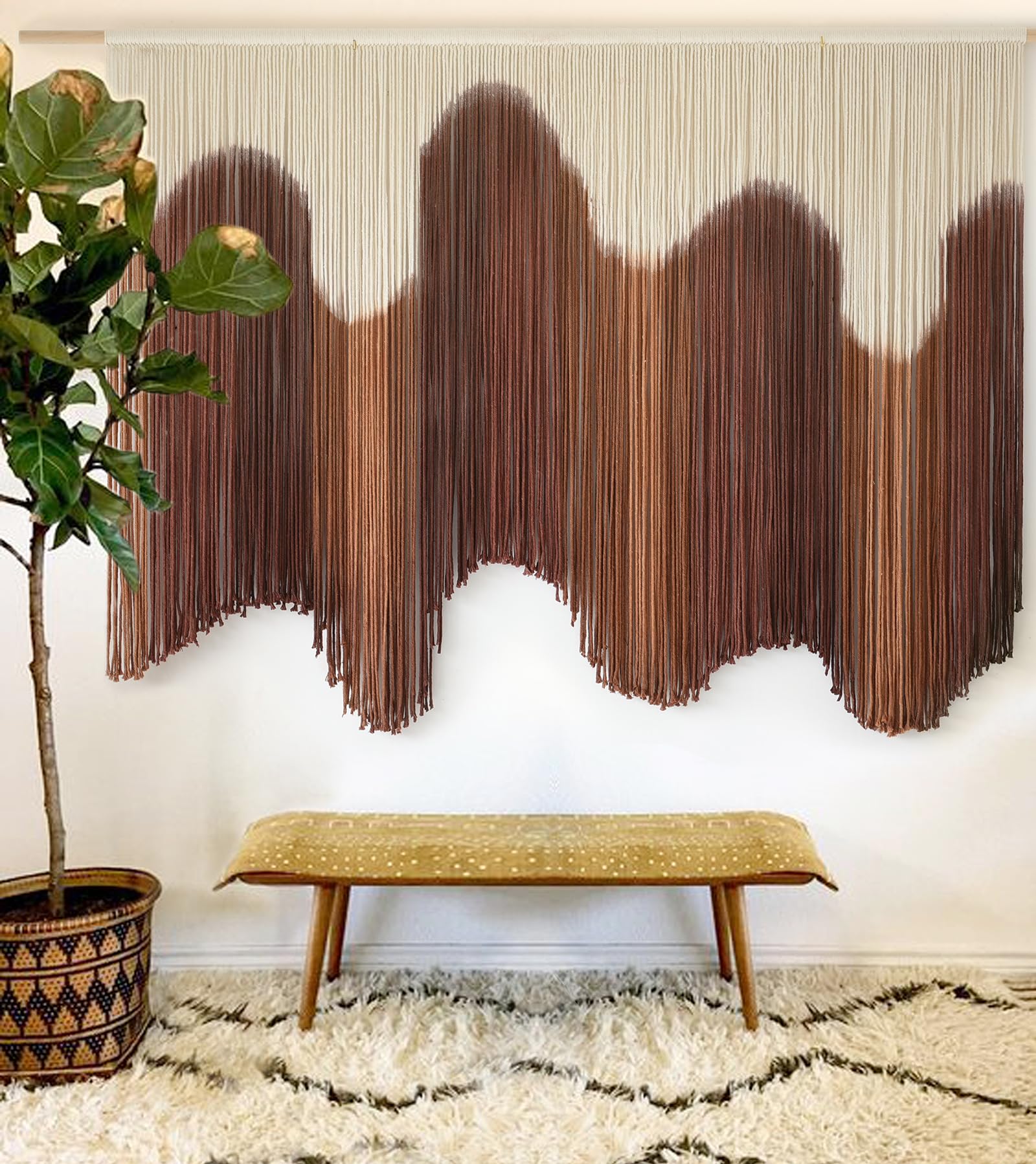 Amazon.com: Macrame Wall Hanging Brown Dip-Dyed Large Handmade Macrame ...