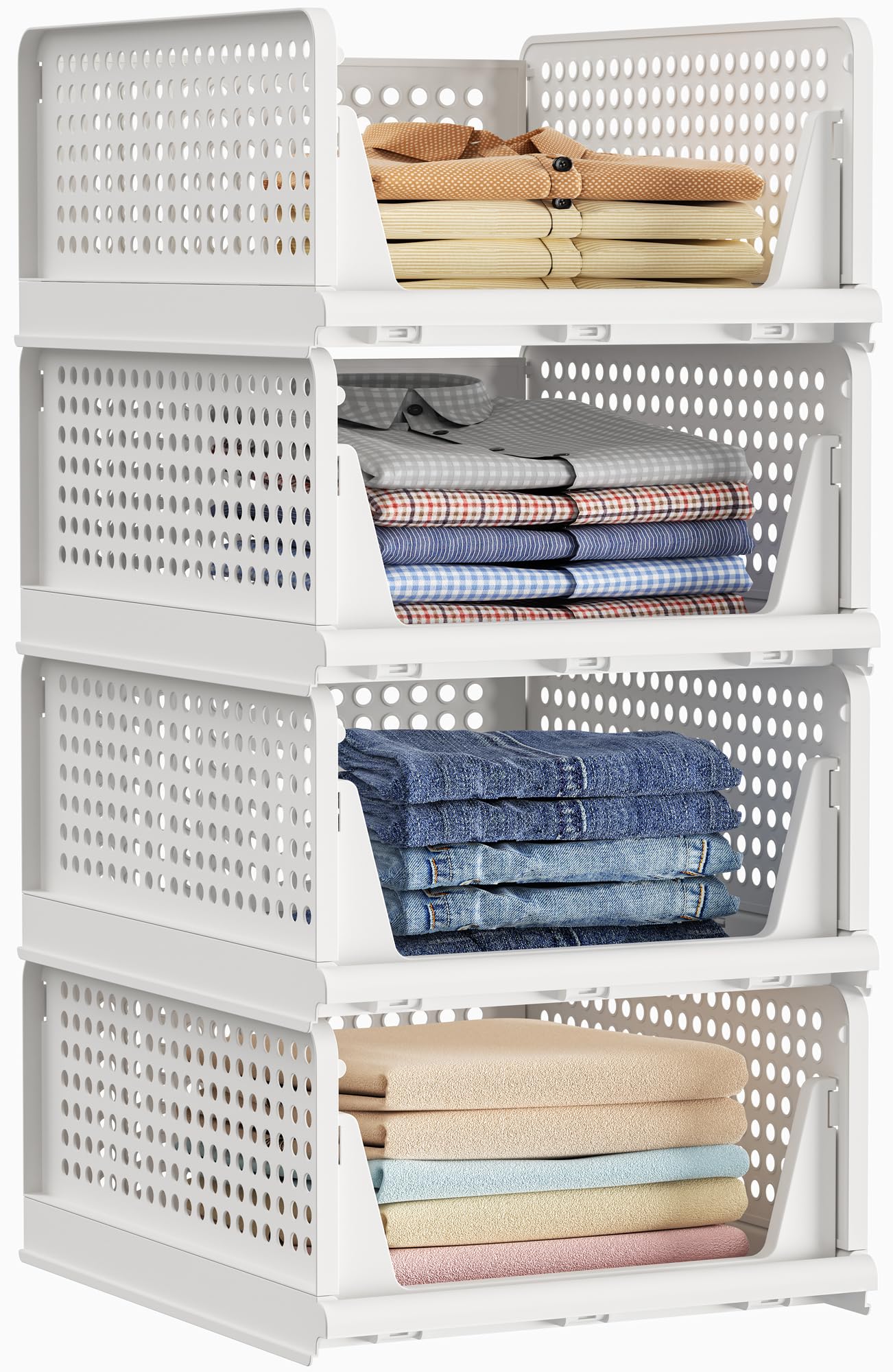 HOMIDEC Wardrobe Storage Organiser, 4 Pack Folding Storage Boxes ...