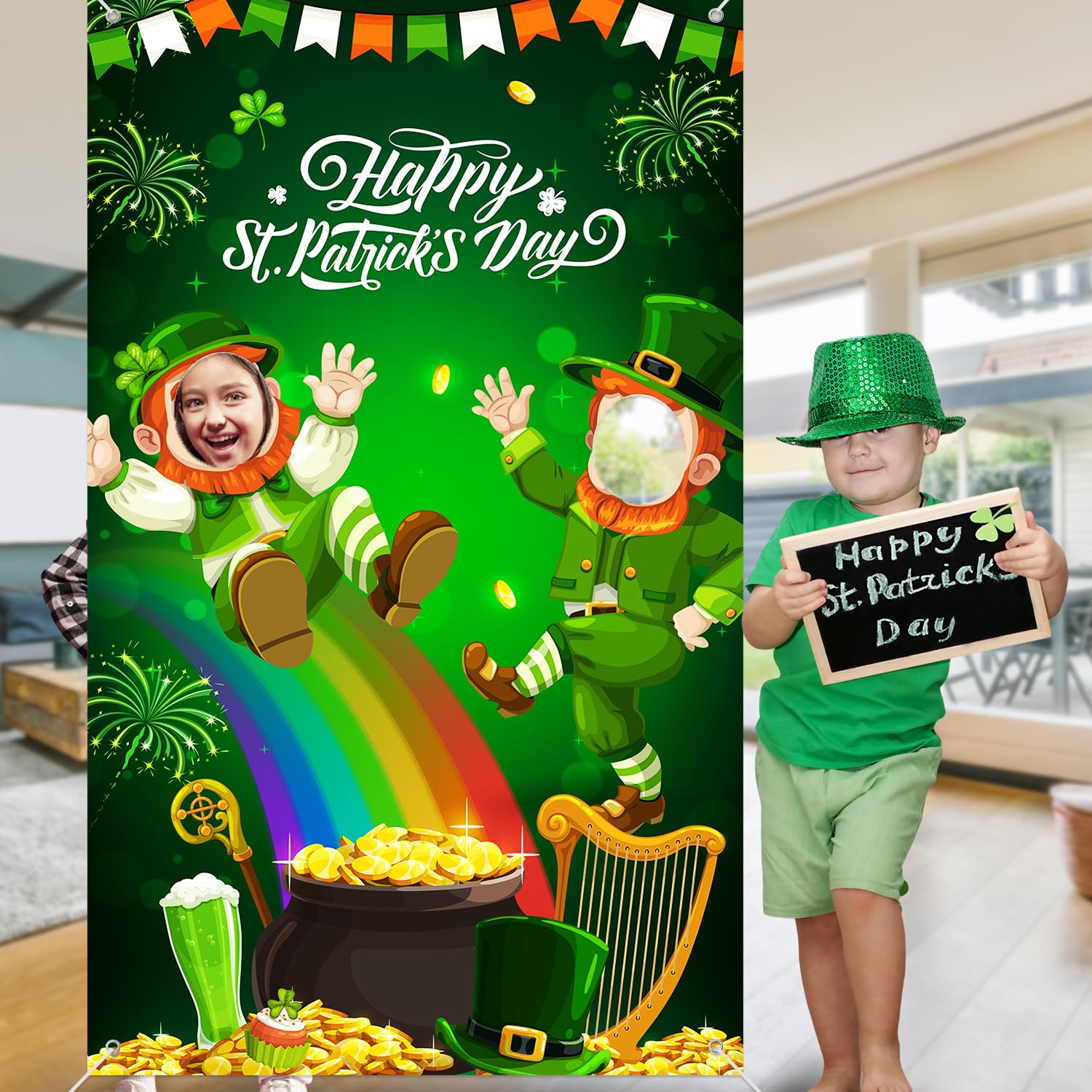 Amazon.com: HiParty St Patrick's Day Photo Props Banner, St Patricks ...