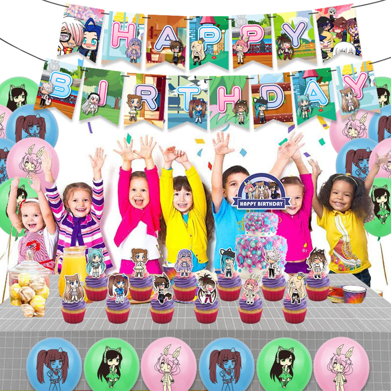 Buy 32 PCS Gacha Life Birthday Party Supplies Gacha Life Theme Birthday ...