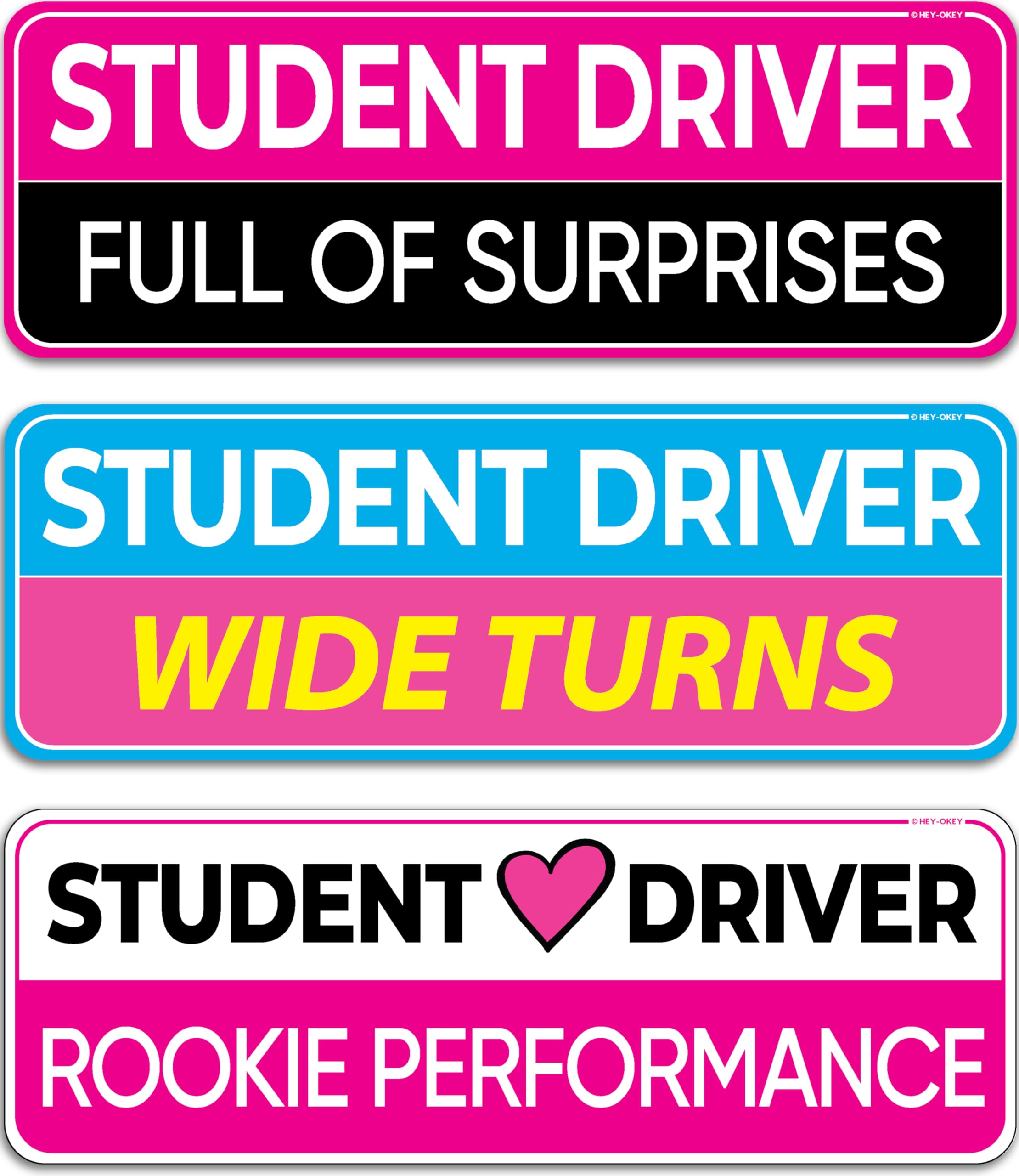 Amazon.com: HEY-OKEY 3-Pack Student Driver Magnet for Car - Girly Pink ...