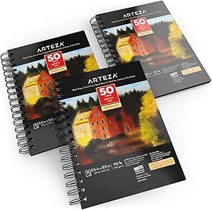 Amazon.com: ARTEZA Spiral Sketch Book 5.5x8.5 Black Art Paper Drawing Pad 3 Pack 50 Sheets ...