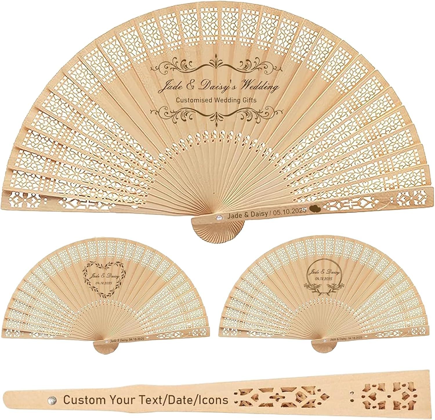 Amazon.com: AYTHSRIC 100Pcs Personalized Folding Hand Fans Custom ...