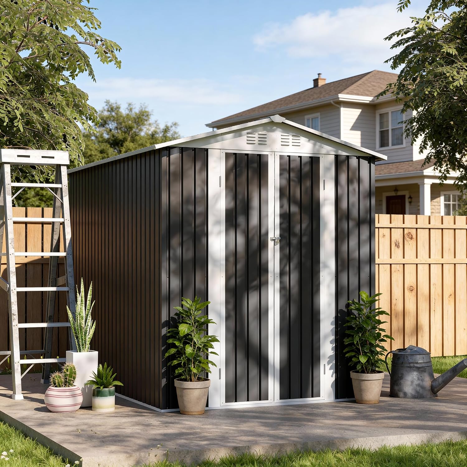 Amazon.com : KEIKI 6x9 FT Metal Garden Shed, Outdoor Storage Shed with ...