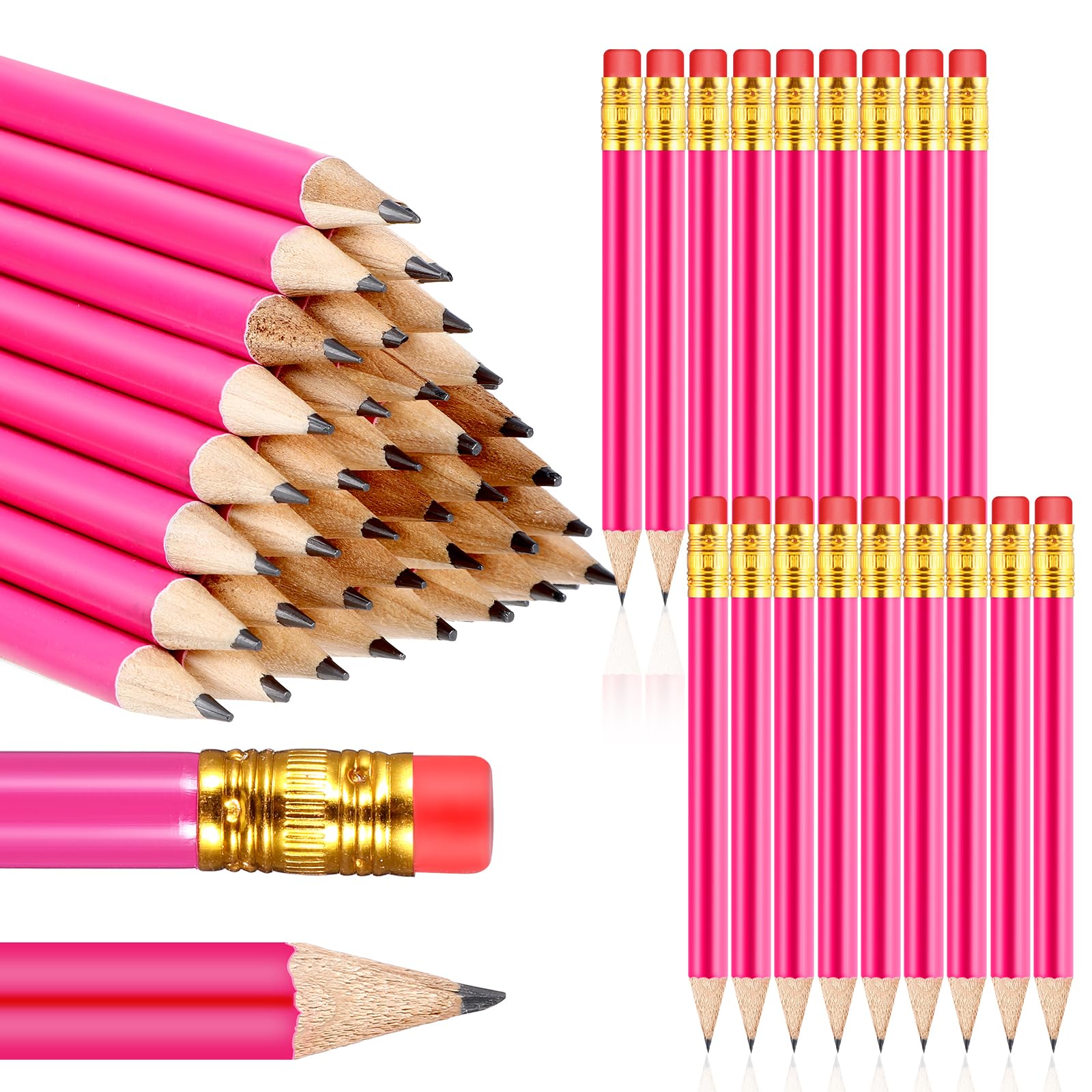 Amazon.com : 48 Pcs Pink Golf Pencils Half Pencils with Eraser Baby ...