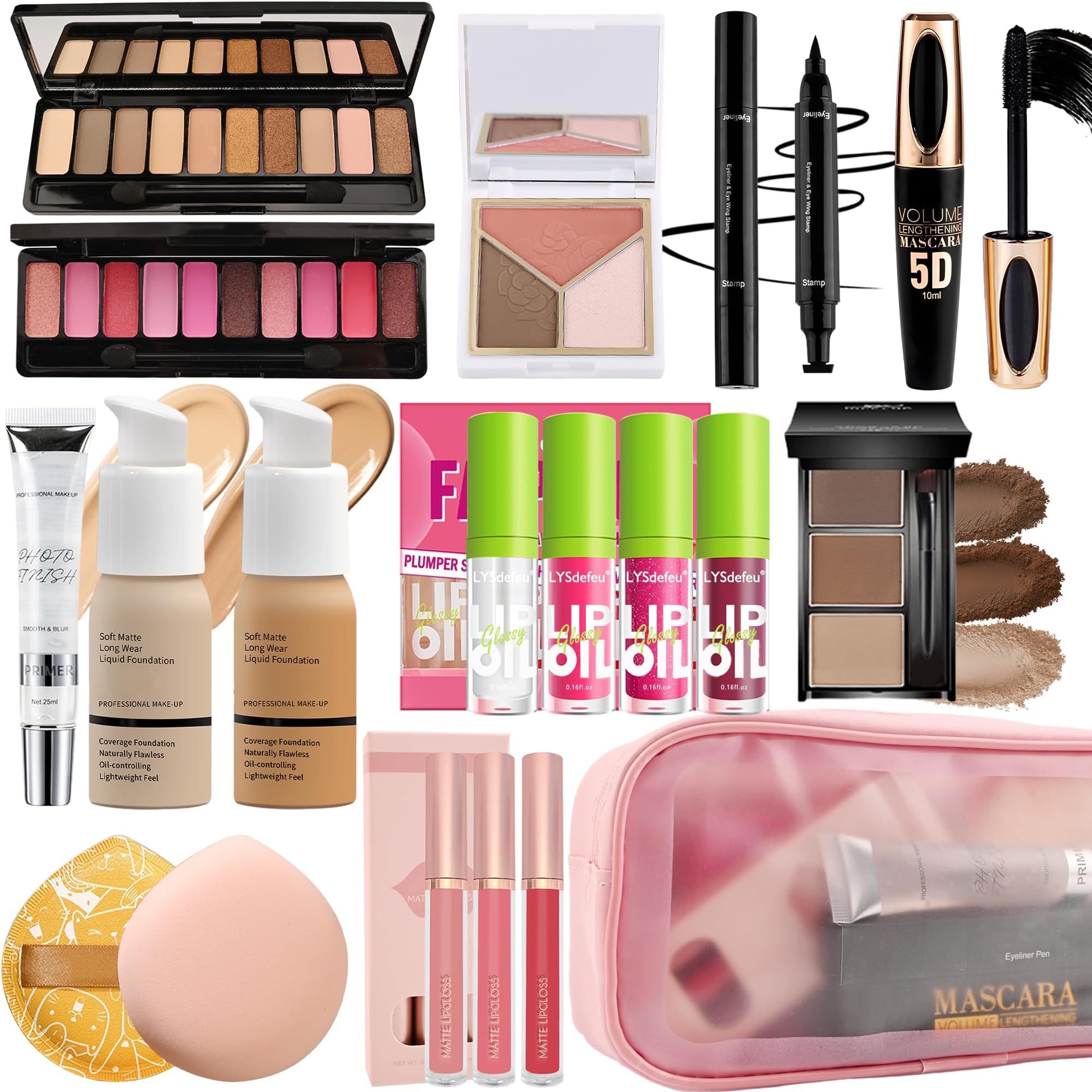 Amazon.com : BR- All in one Makeup Set - Eyeshadows, Blush, Lip gloss ...