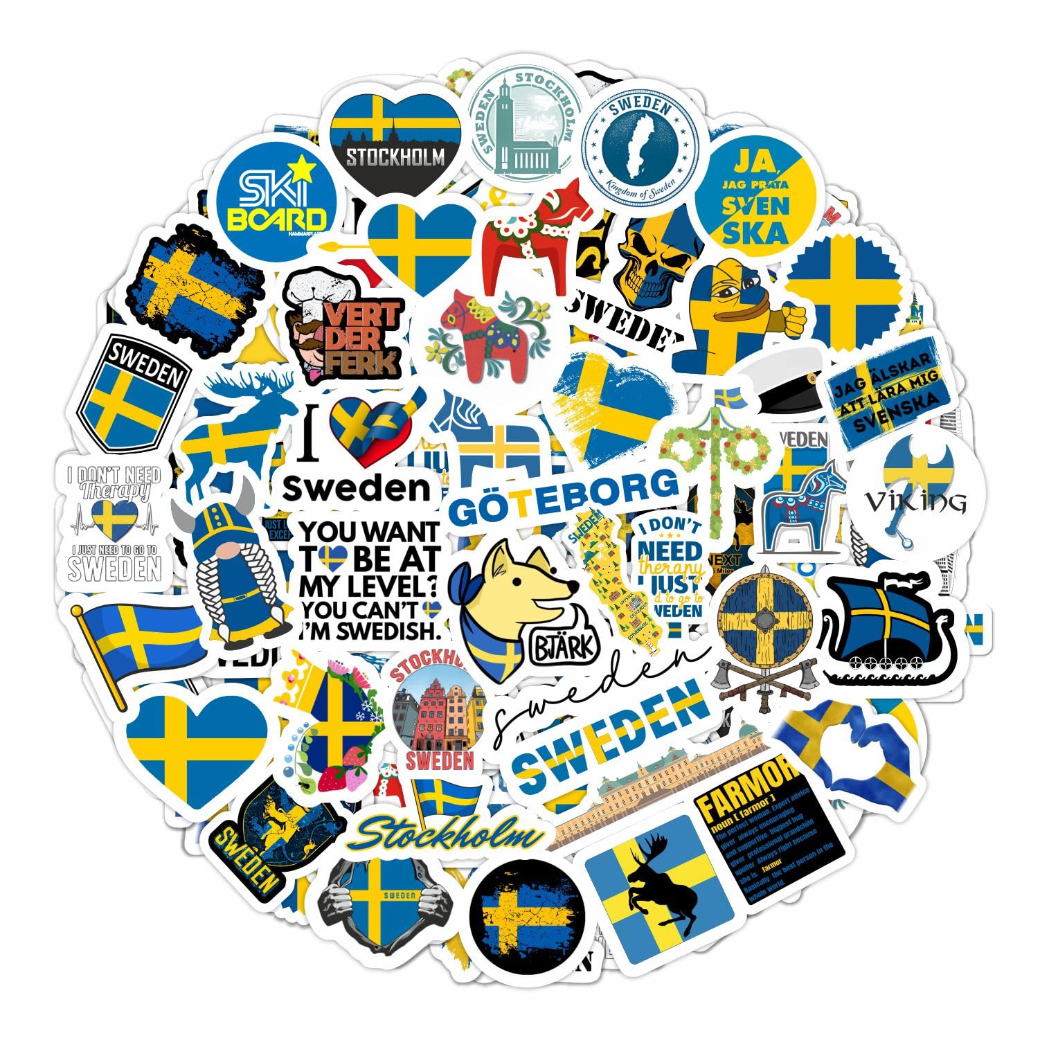 Amazon.com: Swedish Stickers for Water Bottle and Laptop - Nordic Party ...