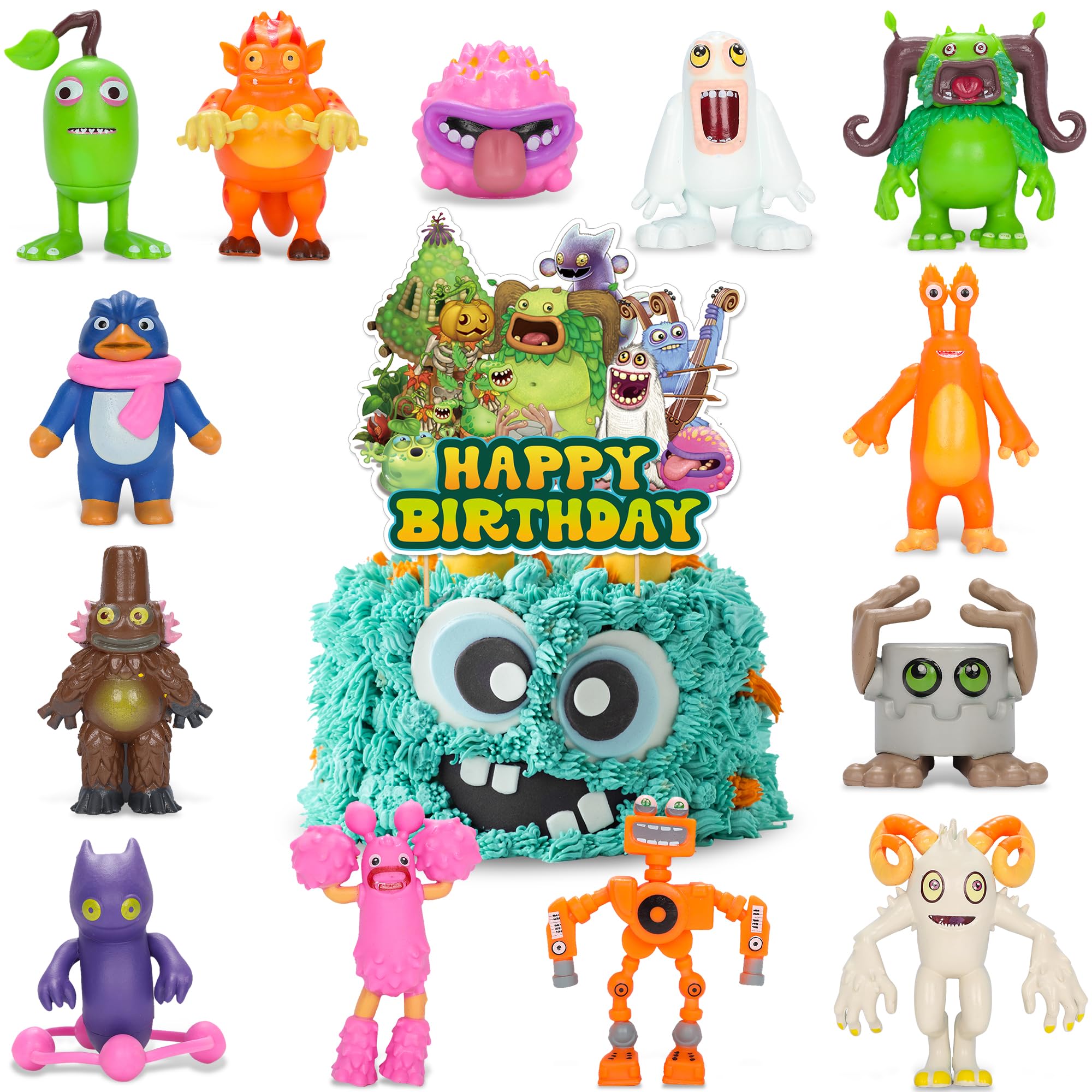Buy Singing Monsters Toys Mini Figure Playset with Cake Topper Birthday ...