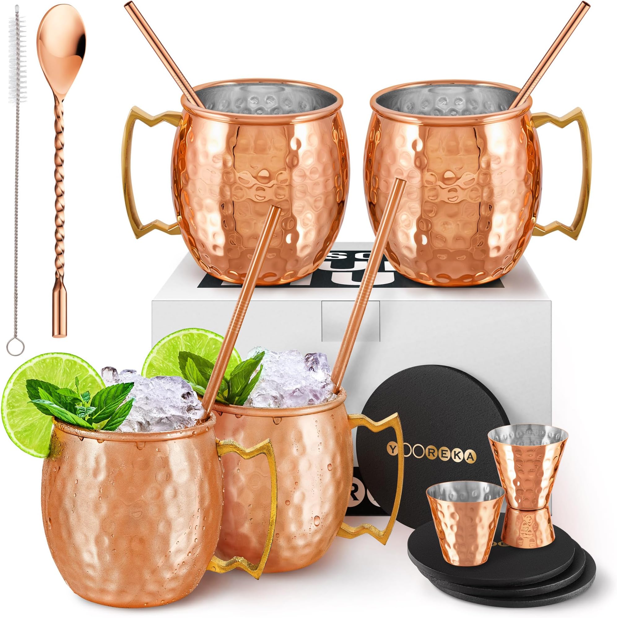 Amazon.com: Moscow Mule Copper Mugs Set - 2 Authentic Handcrafted ...