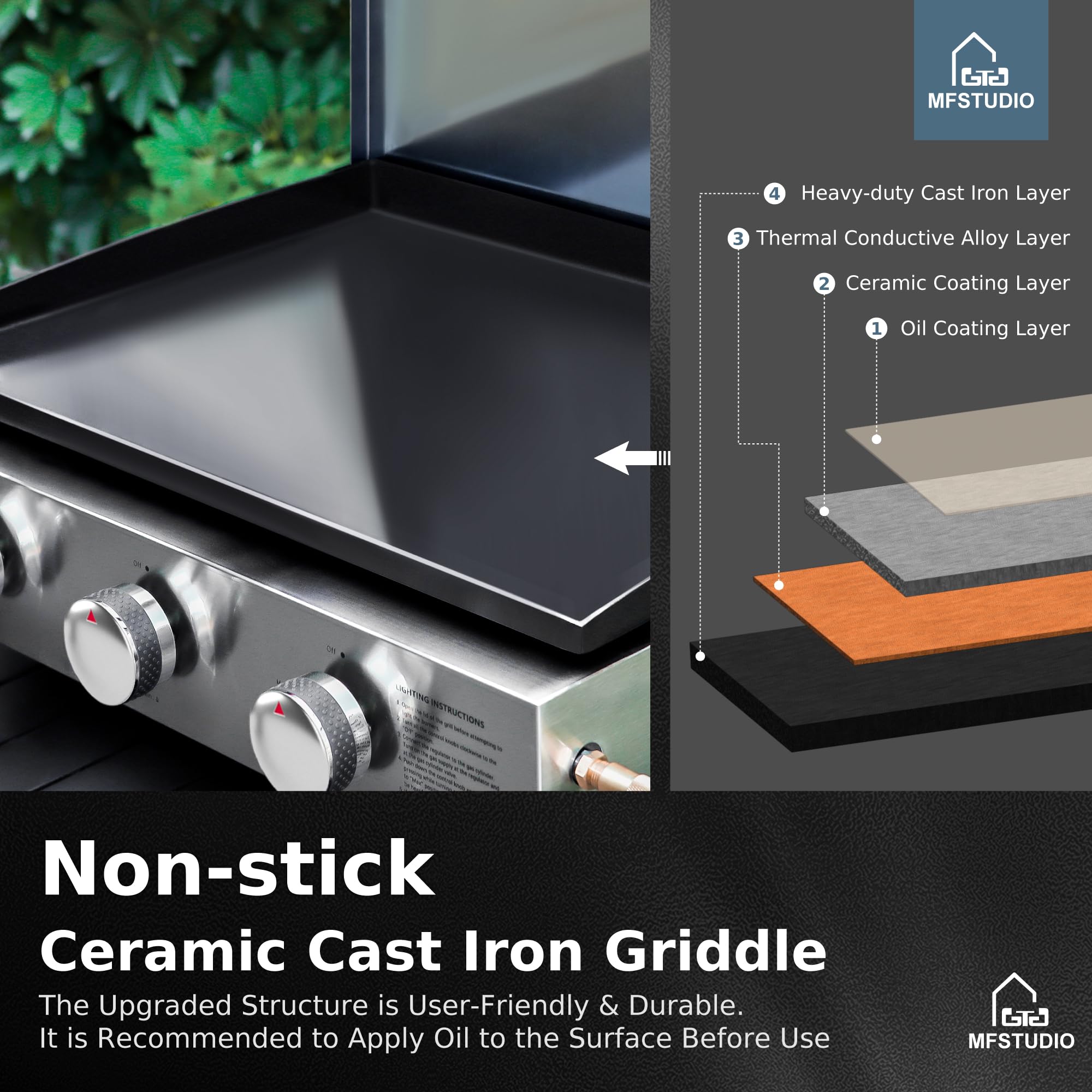 Snapklik.com : MFSTUDIO 27 Inch Flat Top Propane Gas Griddle Grill ...