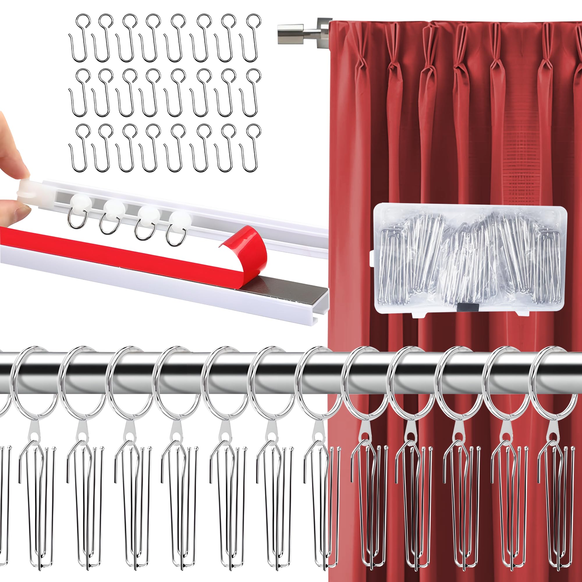 Amazon.com: UrbanRed 16.4FT Self Adhesive Curtain Track with 45 Pcs ...