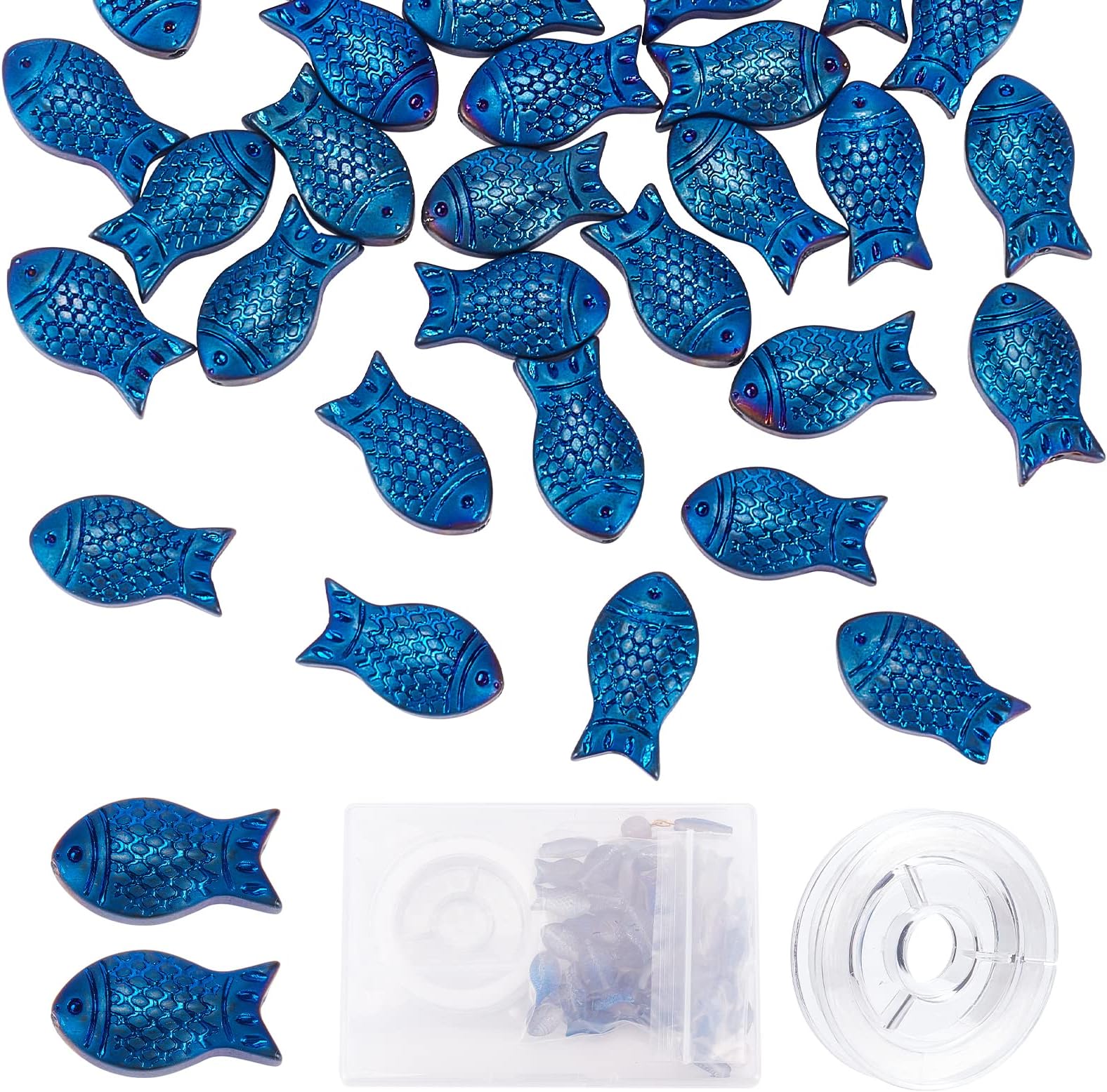 Amazon.com: Honkoolly 90pcs Fish Crystal Glass Beads for Jewelry Making ...