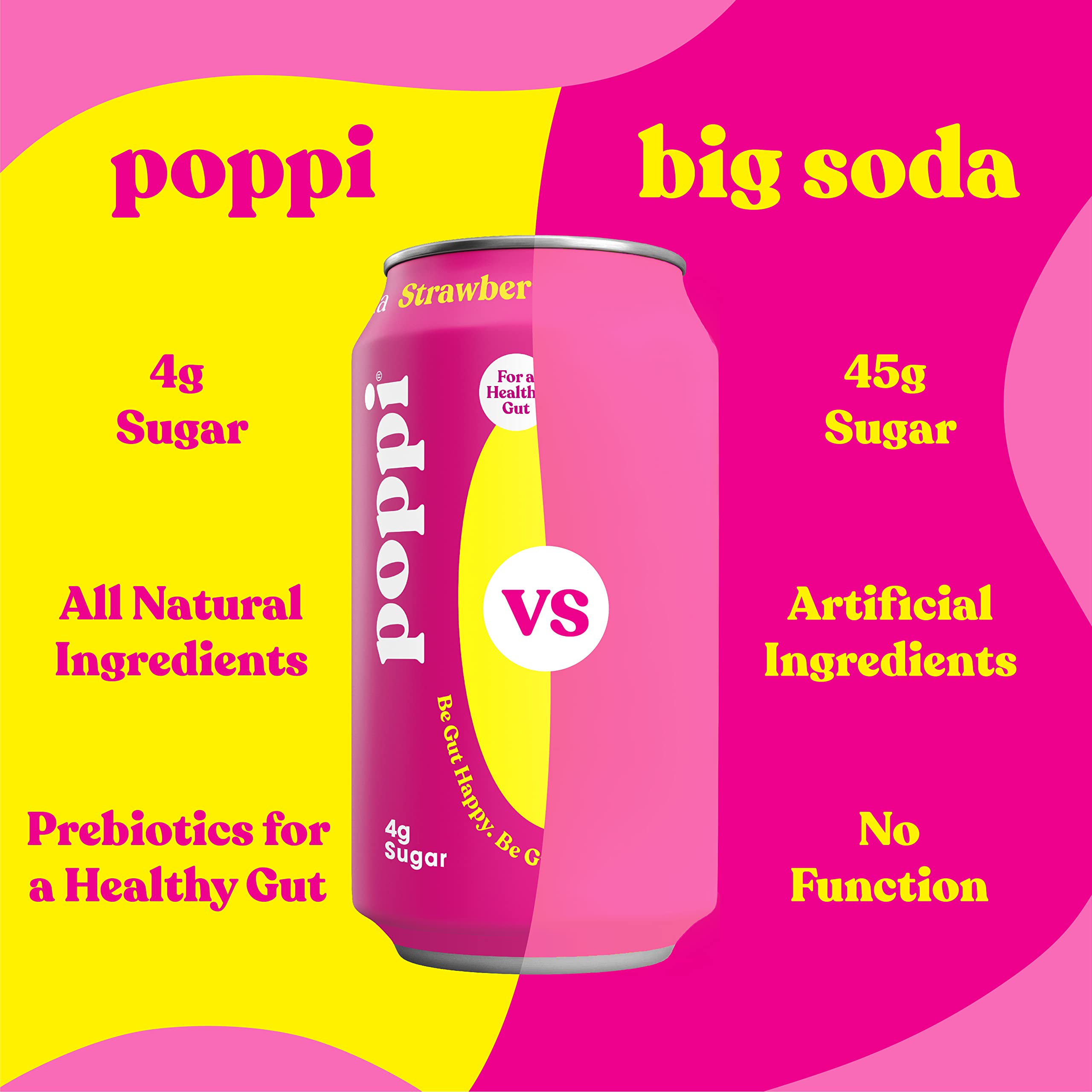 POPPI Sparkling Prebiotic Soda w/ Gut Health & Immunity Benefits, Beverages w/ Apple Cider ...