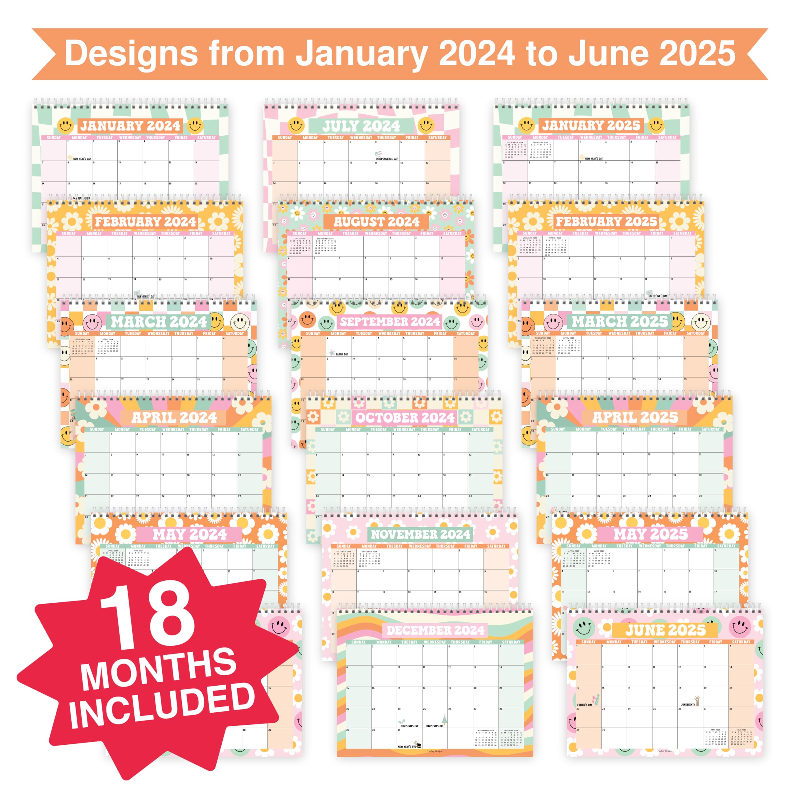 Snapklik.com : Retro Small Desk Calendar 2024 Standing Flip - Desktop ...
