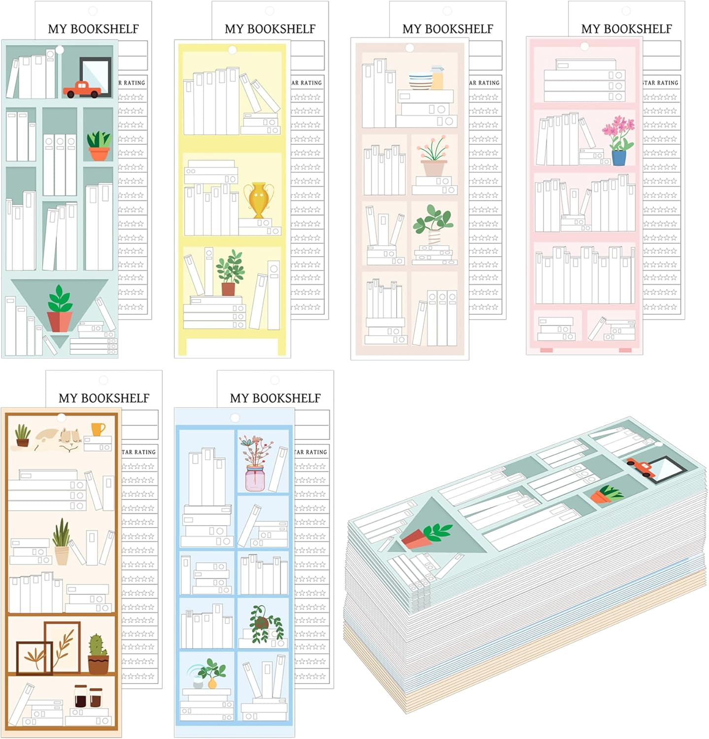 Amazon.com: 2.56 x 7 inch Book Tracker Bookmark Bookmark 60PCS Paper ...