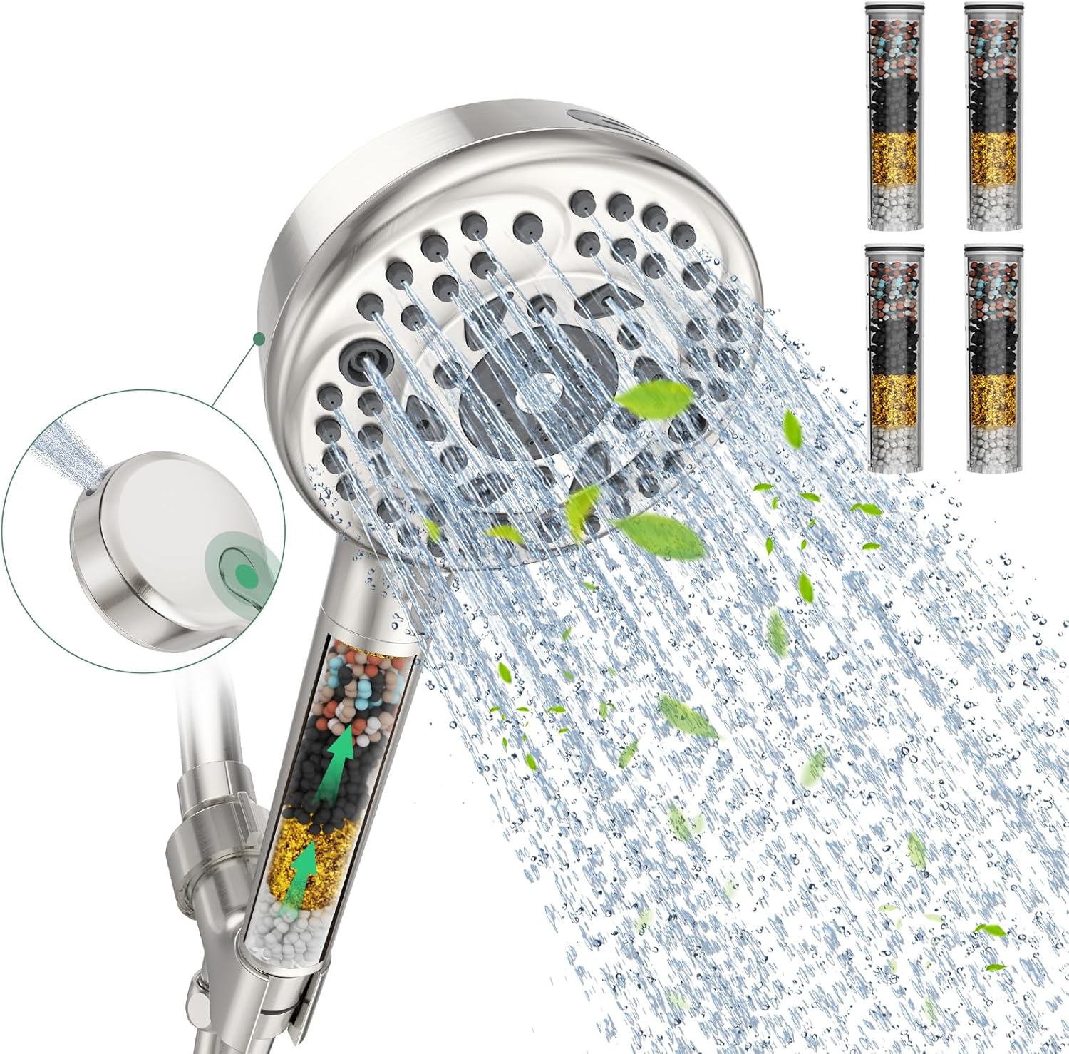 Filtered Shower Head with Handheld, 9-Spray Mode High Pressure ...