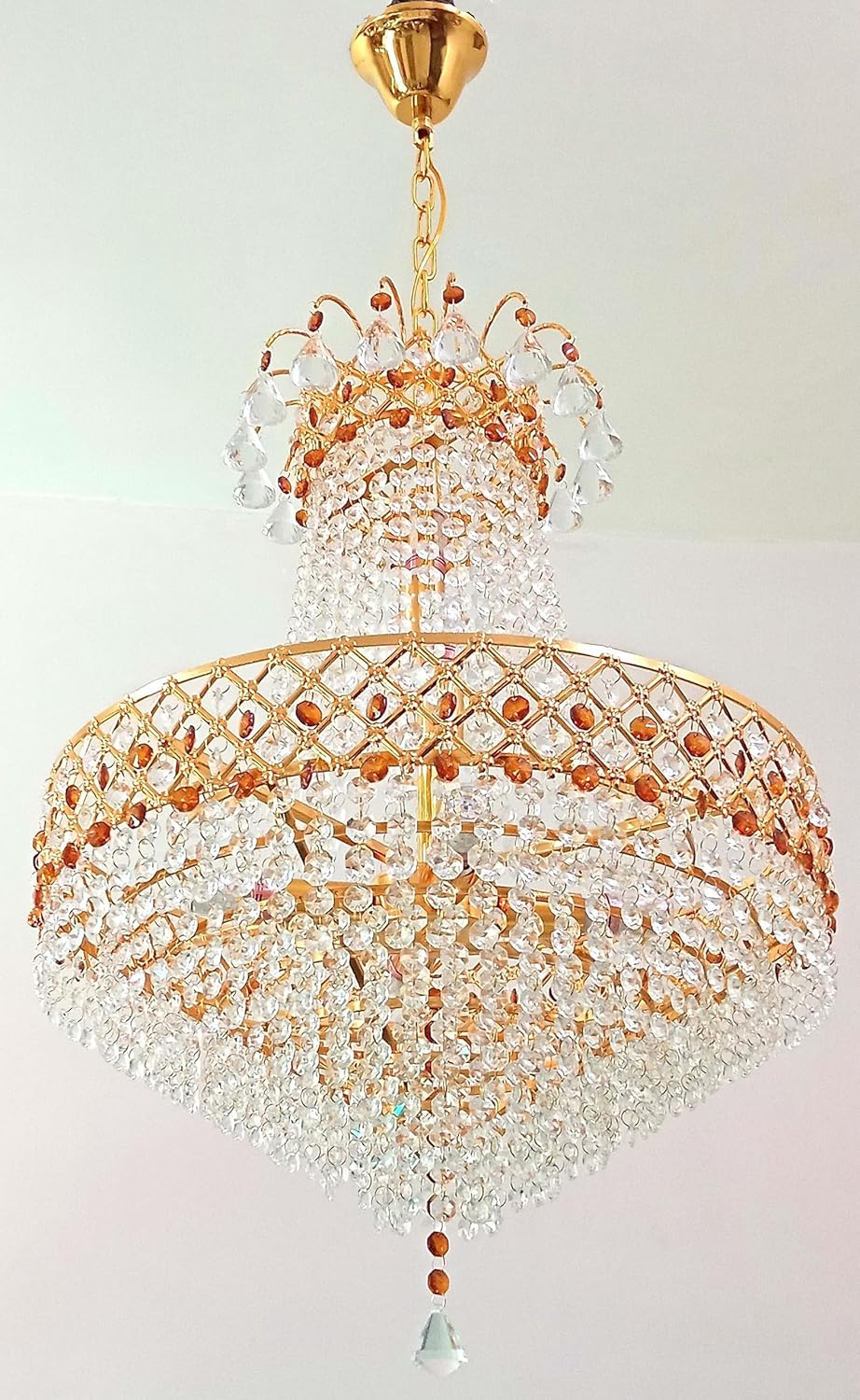 Buy SHRI MAHAL ANTIQUES Crystal Big Size Jhumar Ceiling Light Online at ...