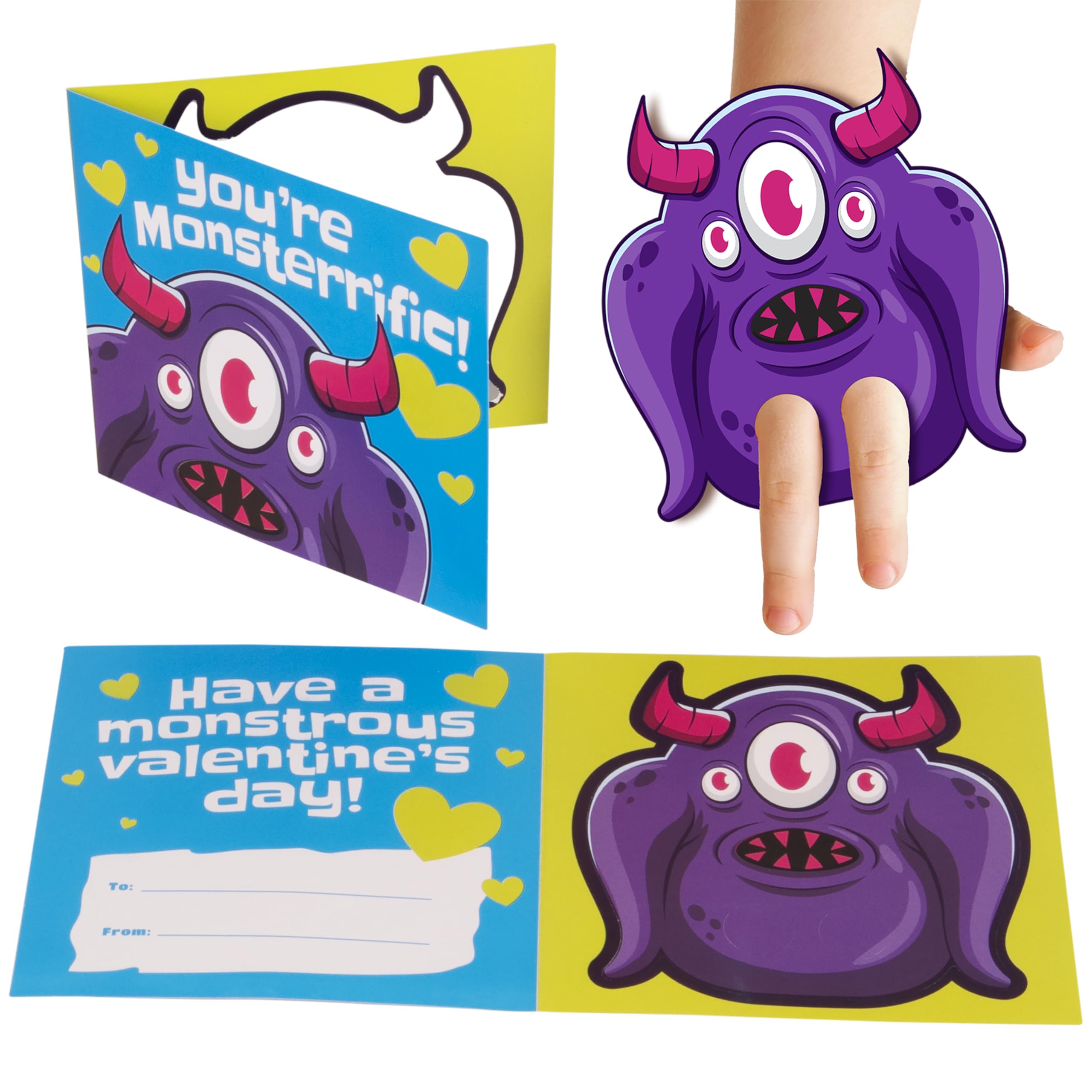 Snapklik.com : Kangaroo 28 Pack Monster Finger Puppets Valentines Day Cards