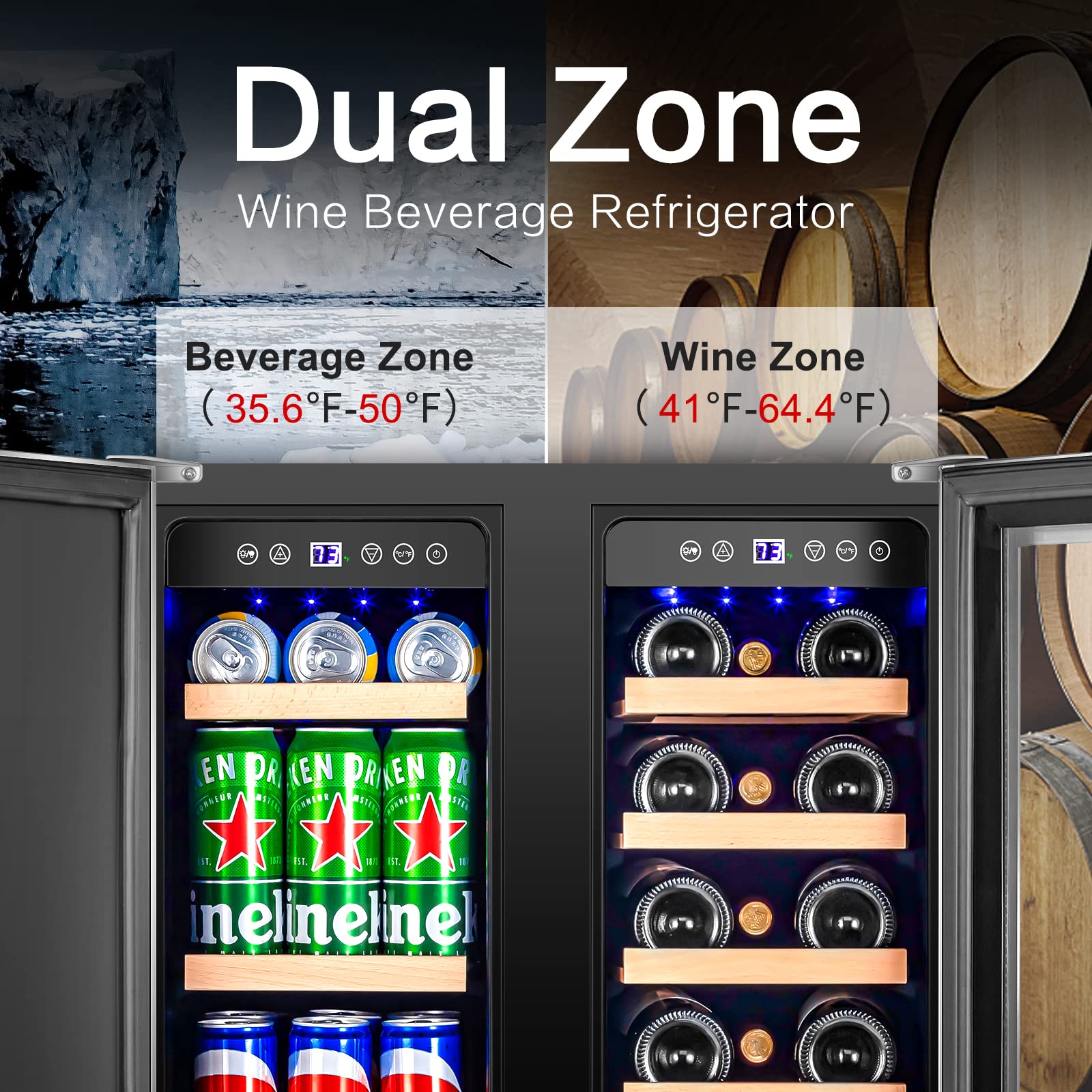 BODEGA 24 Inch Beverage and Wine Cooler, Built-in and Freestanding Wine ...