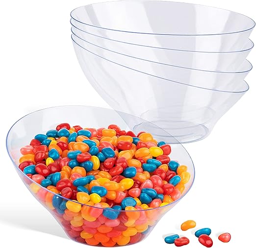 Amazon.com: Clear Plastic Serving Bowls (Set of 4) Medium Disposable ...