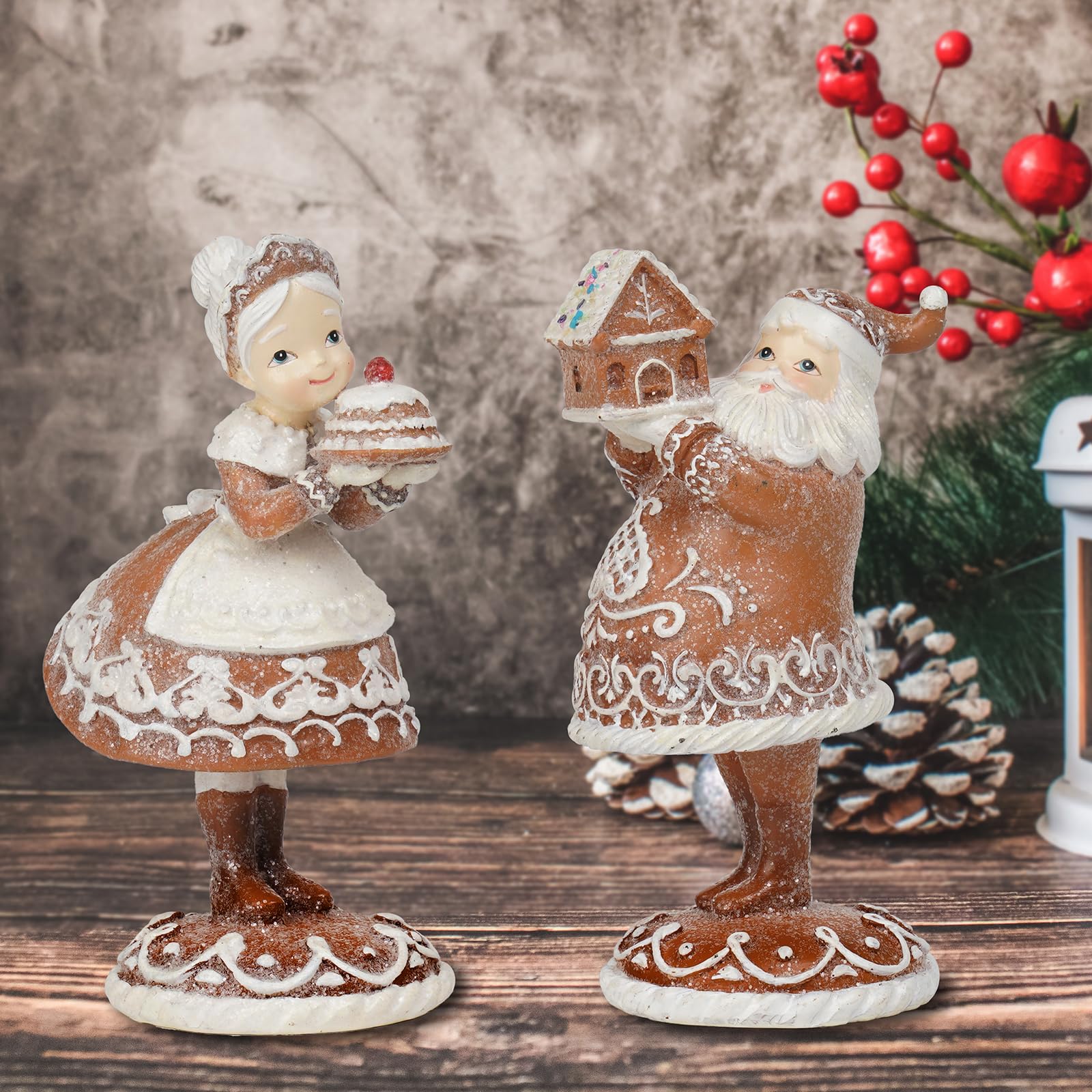 Braxio Gingerbread Christmas Decor Gifts for Women - 2Pc Resin ...