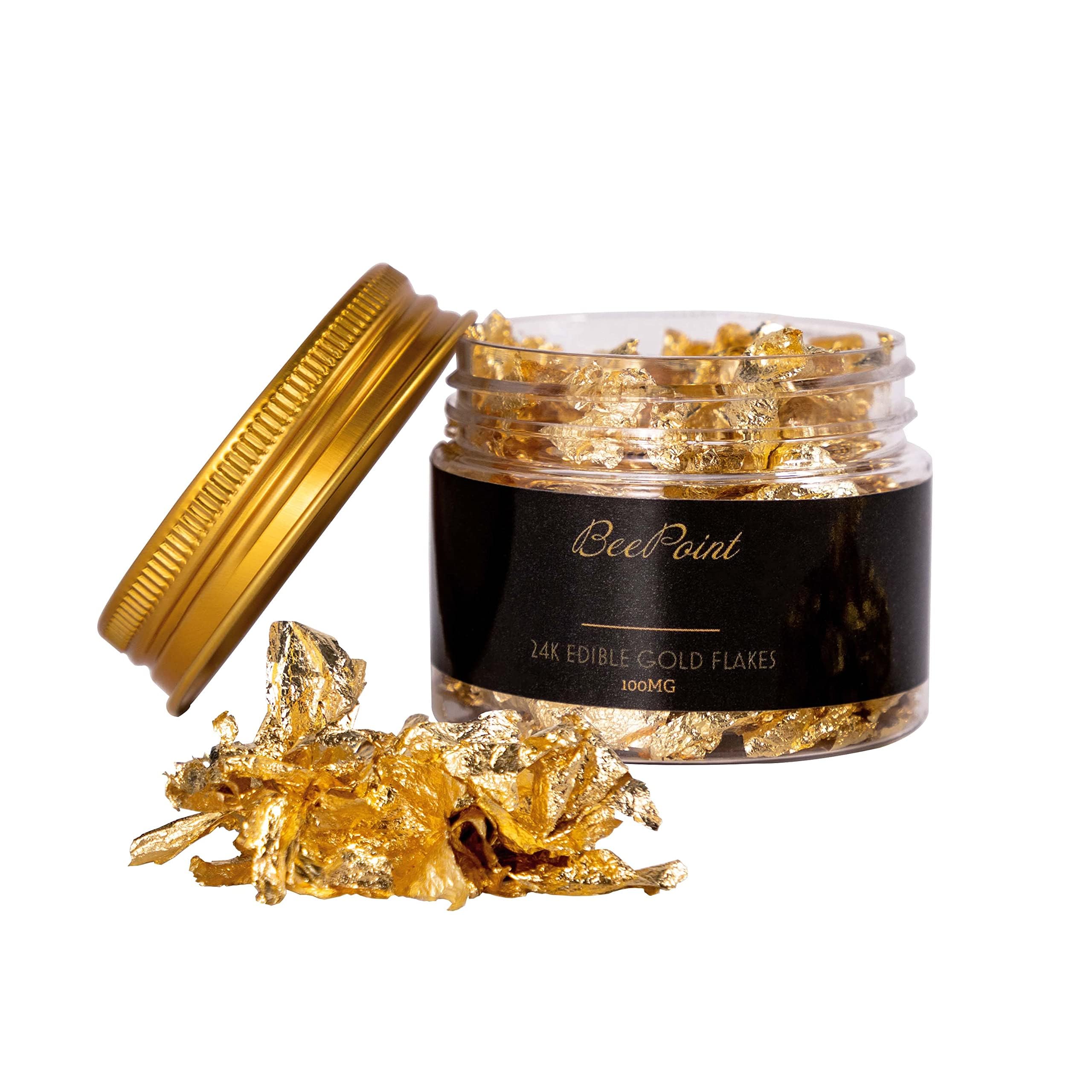 Amazon.com: BeePoint 24K Edible Gold Foil Flakes - 100mg Gold Flakes ...