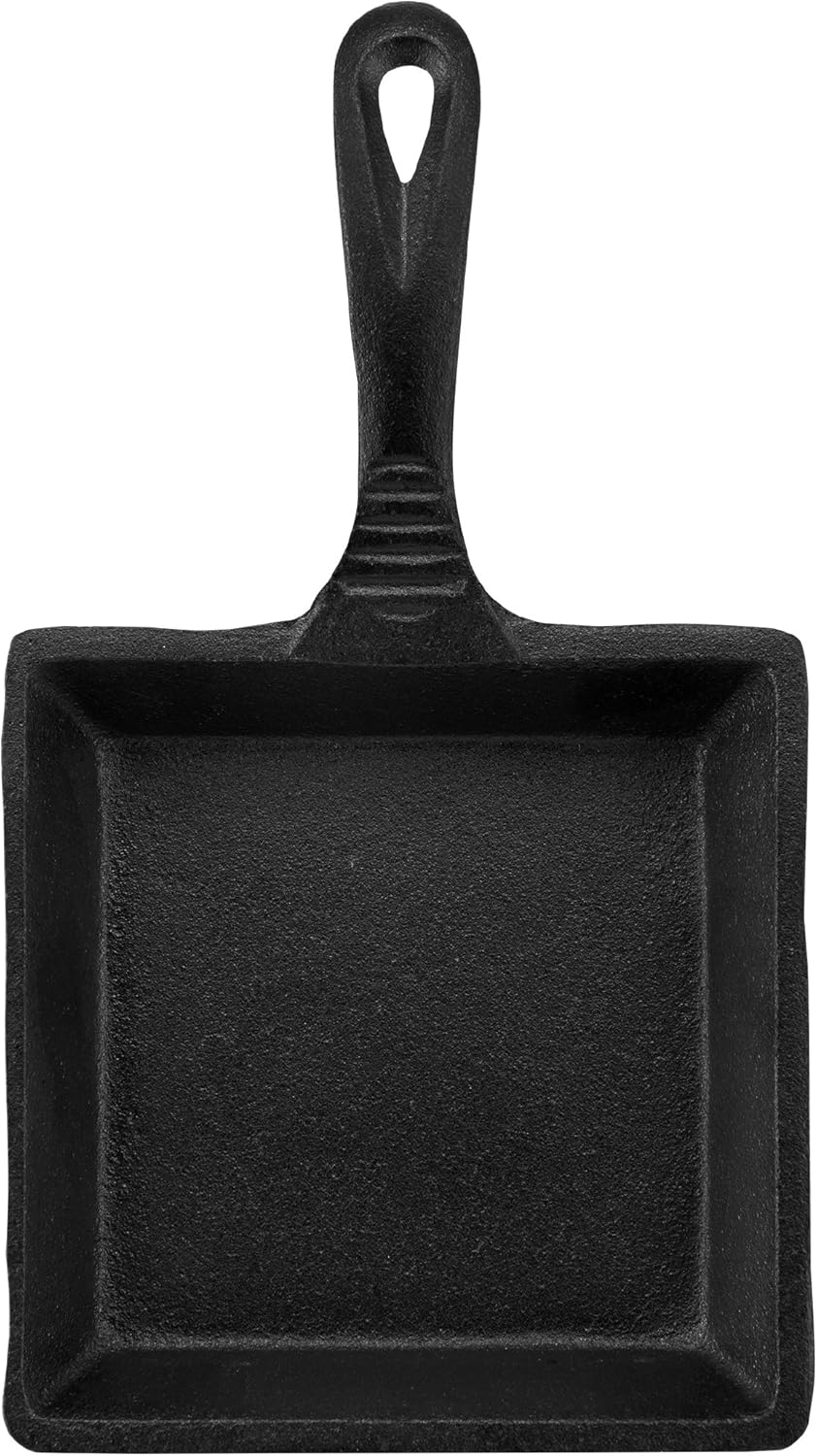Amazon.com: CasaModa Pre-Seasoned Cast Iron Mini Square Fry Pan, 5-Inch ...