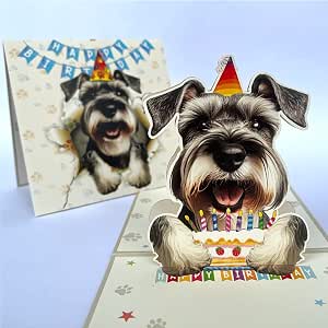 Amazon | Crazytops Schnauzer Dog 3D 誕生日 面白い ポップアップカード シュナウザー おもしろくて ...