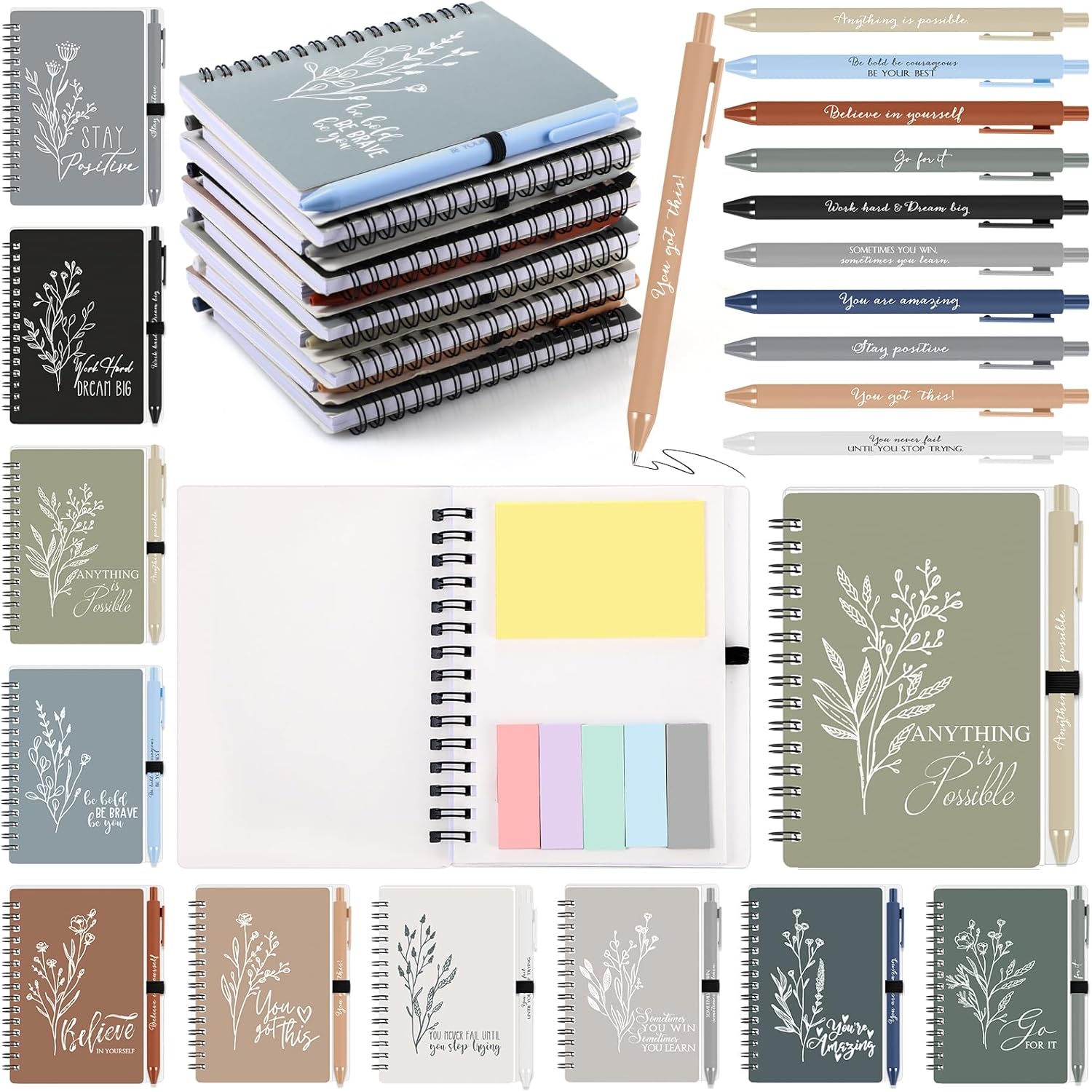 Amazon.com : Tenceur 60 Set Inspirational Gifts Bulk Aesthetic Spiral ...