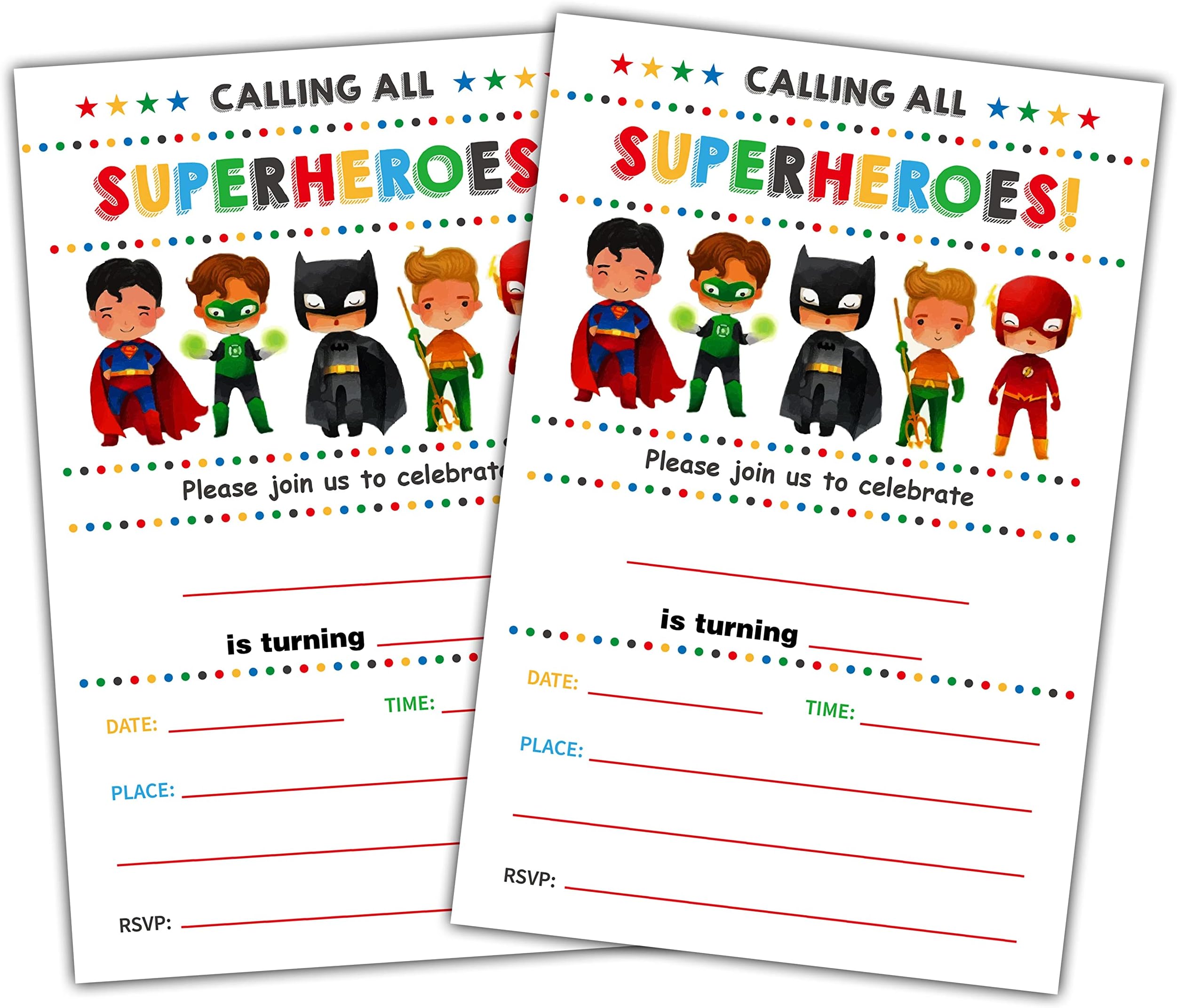 Amazon.com : Superhero Birthday Party Invitations (20 Count) With ...