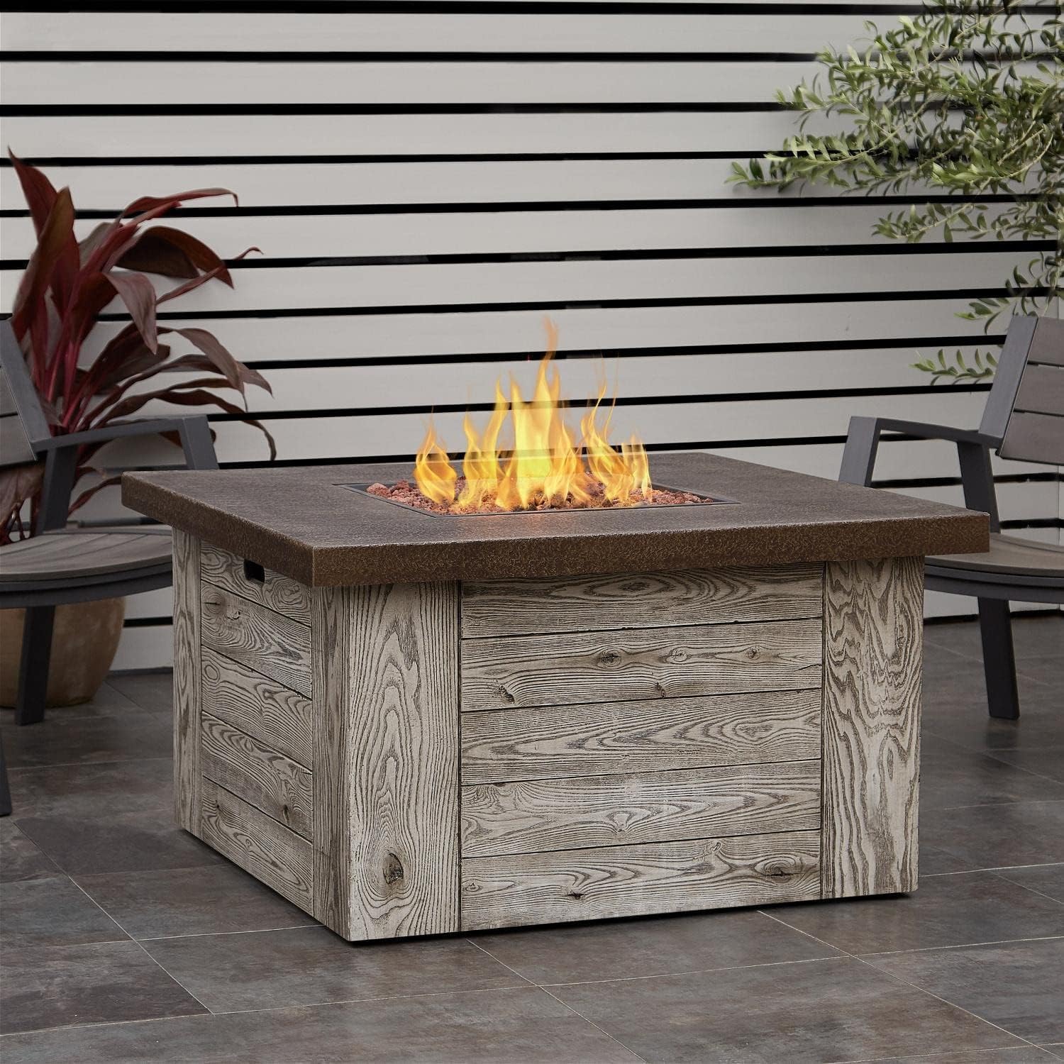Amazon.com: Lakeview Rusticview 42-Inch Square Propane Fire Pit Table ...