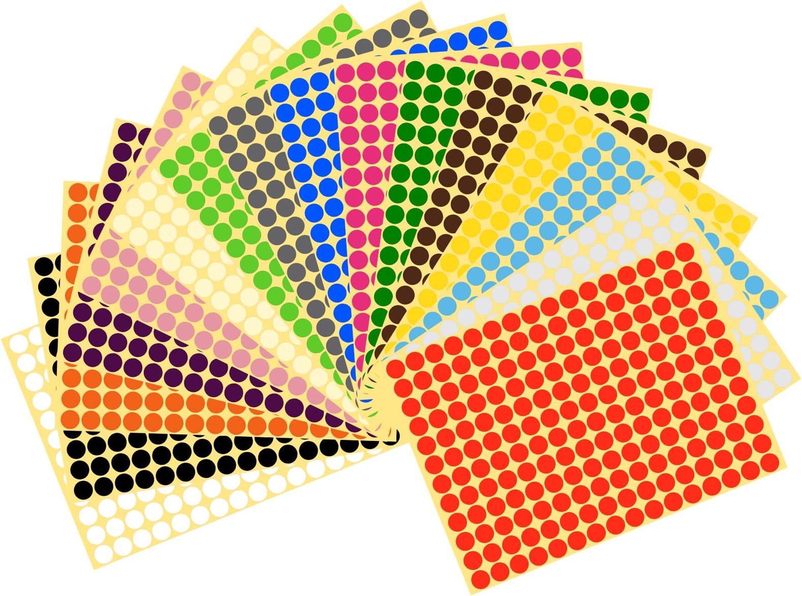 20 Sheets Coloured Dot Stickers, 160 Pcs 50mm Coloured Dot Stickers ...