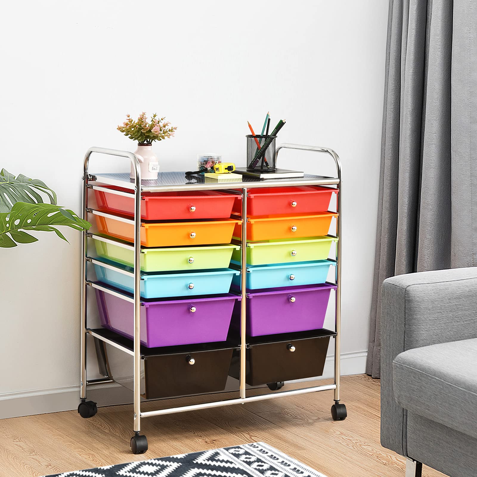 Snapklik.com : GOFLAME 12-Drawer Rolling Storage Cart, Multipurpose ...