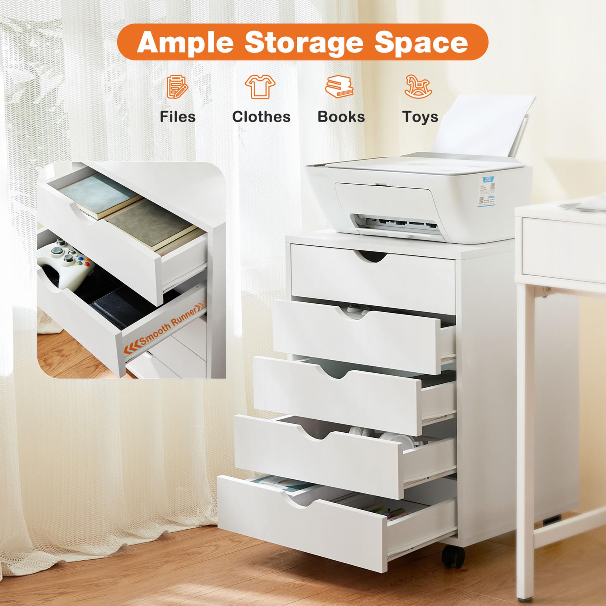 File Cabinet Moustache 3 Drawers With Wheels, Widened Under Desk Lock IKEA