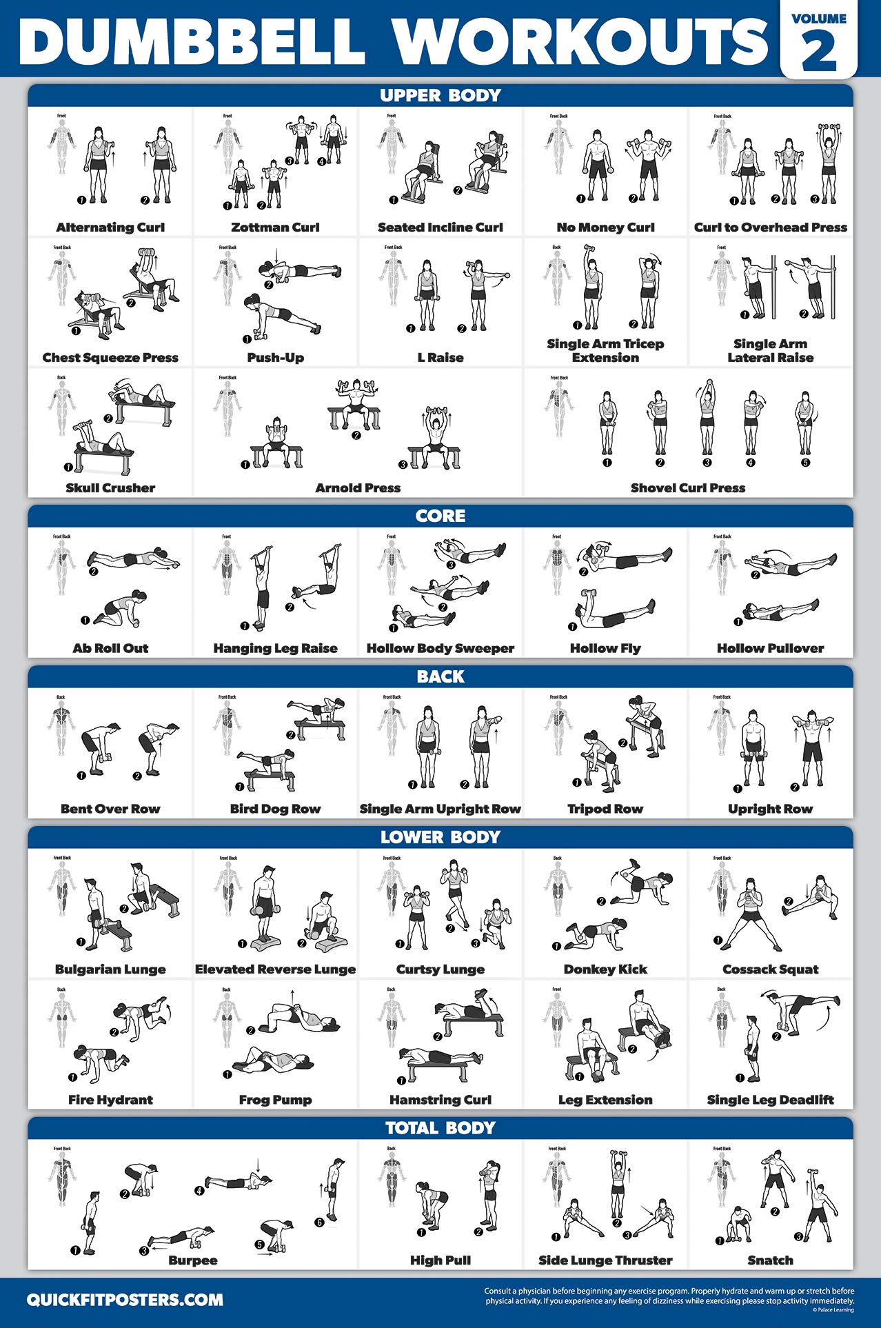 Palace Learning 4 Pack - Dumbbell Workout Posters Volume 1, 2 & 3 ...