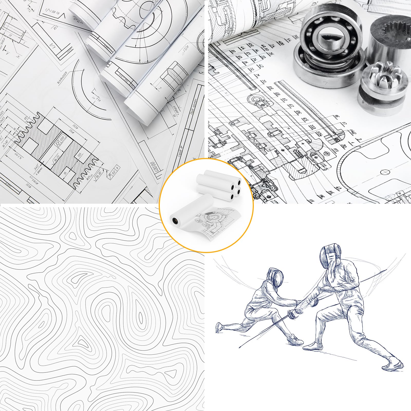 Snapklik.com : Wide Format Paper 24" X 150 Plotter Paper 1 Rolls CAD ...