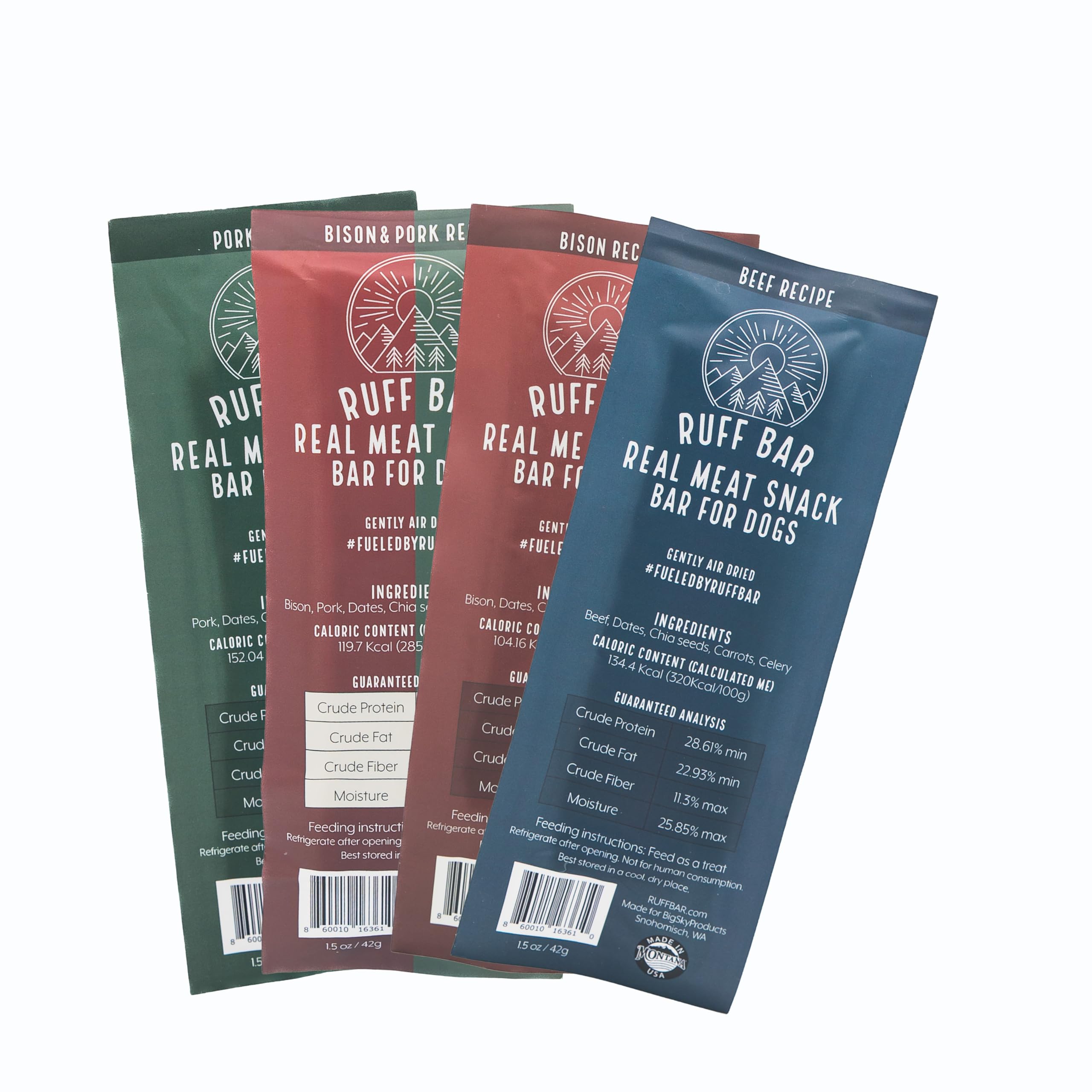 Amazon.com : RUFF BAR Dog Treat Variety Pack - Real Meat Snack Bars ...