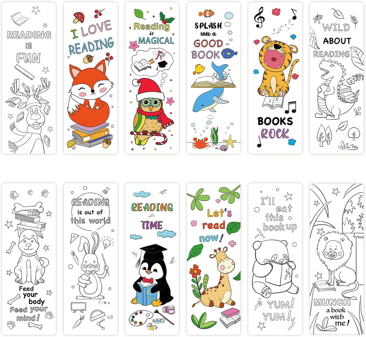 Amazon.com: Bookmarks for Kids 60PCS Color Your Own Bookmarks Coloring ...