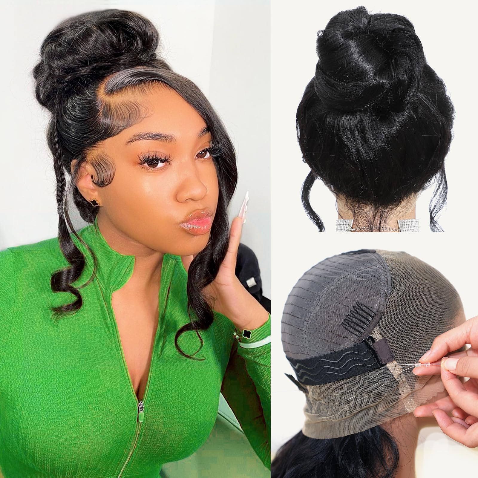 Amazon.com : 360 Lace Front Wigs Human Hair Pre Plucked Body Wave 360 ...